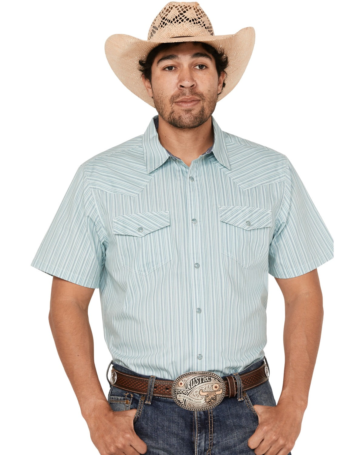 Cody James Men's Agua Dulce Striped Short Sleeve Snap Western Shirt ...