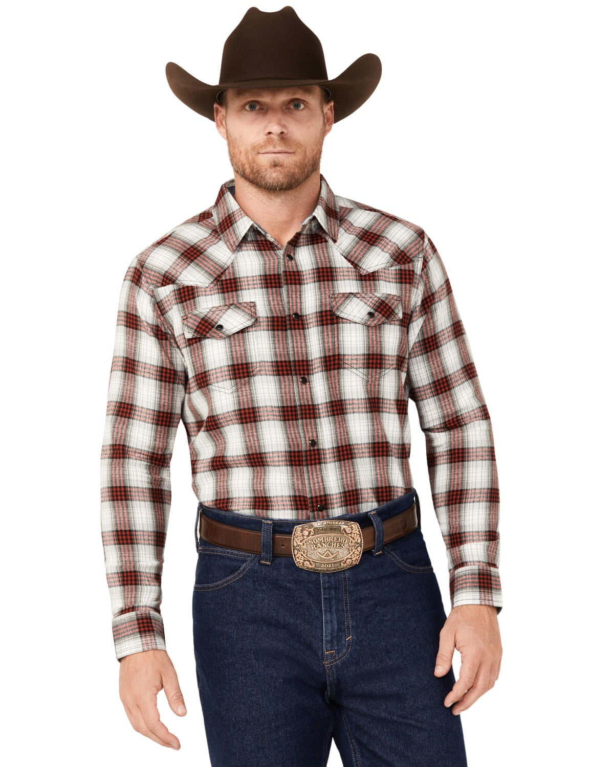 Cody James Men's Alrighty Plaid Print Long Sleeve Snap Western Flannel Shirt - CJHO23FL24-IVRY ...