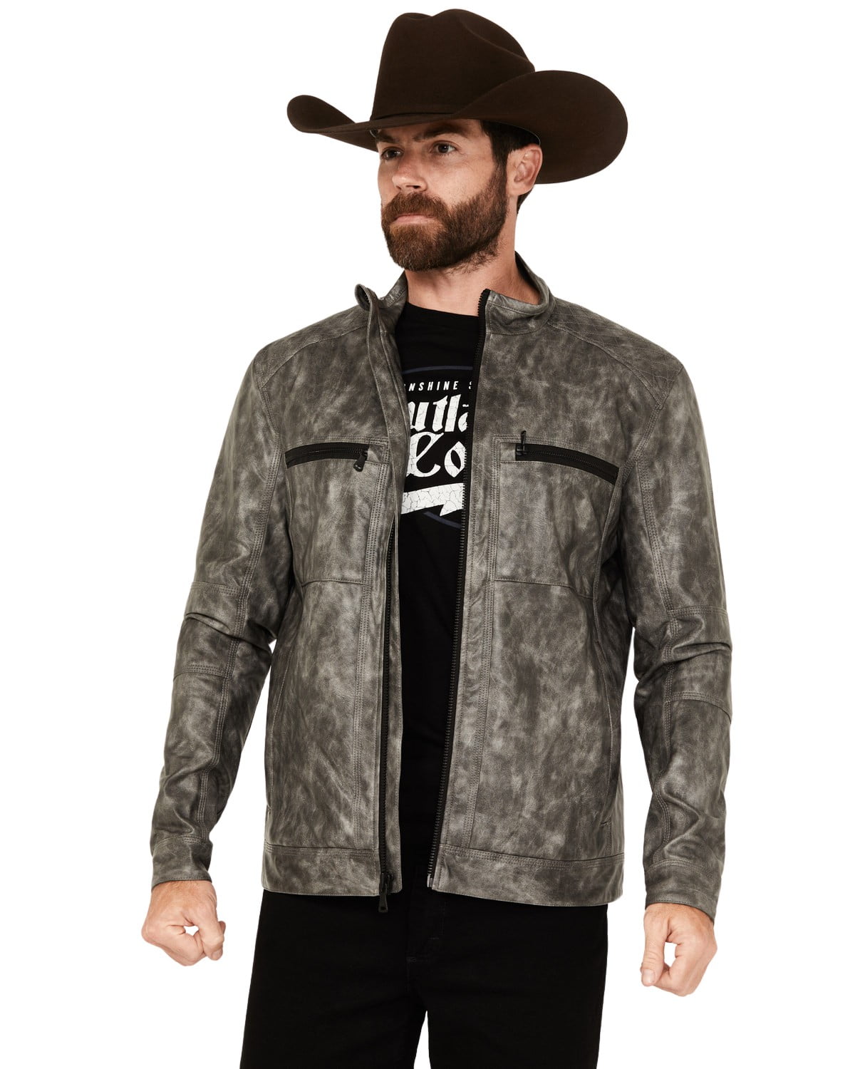 Cody James Men's Backwoods 2.0 Leather Jacket - CJFA23O7-CHAR Medium ...