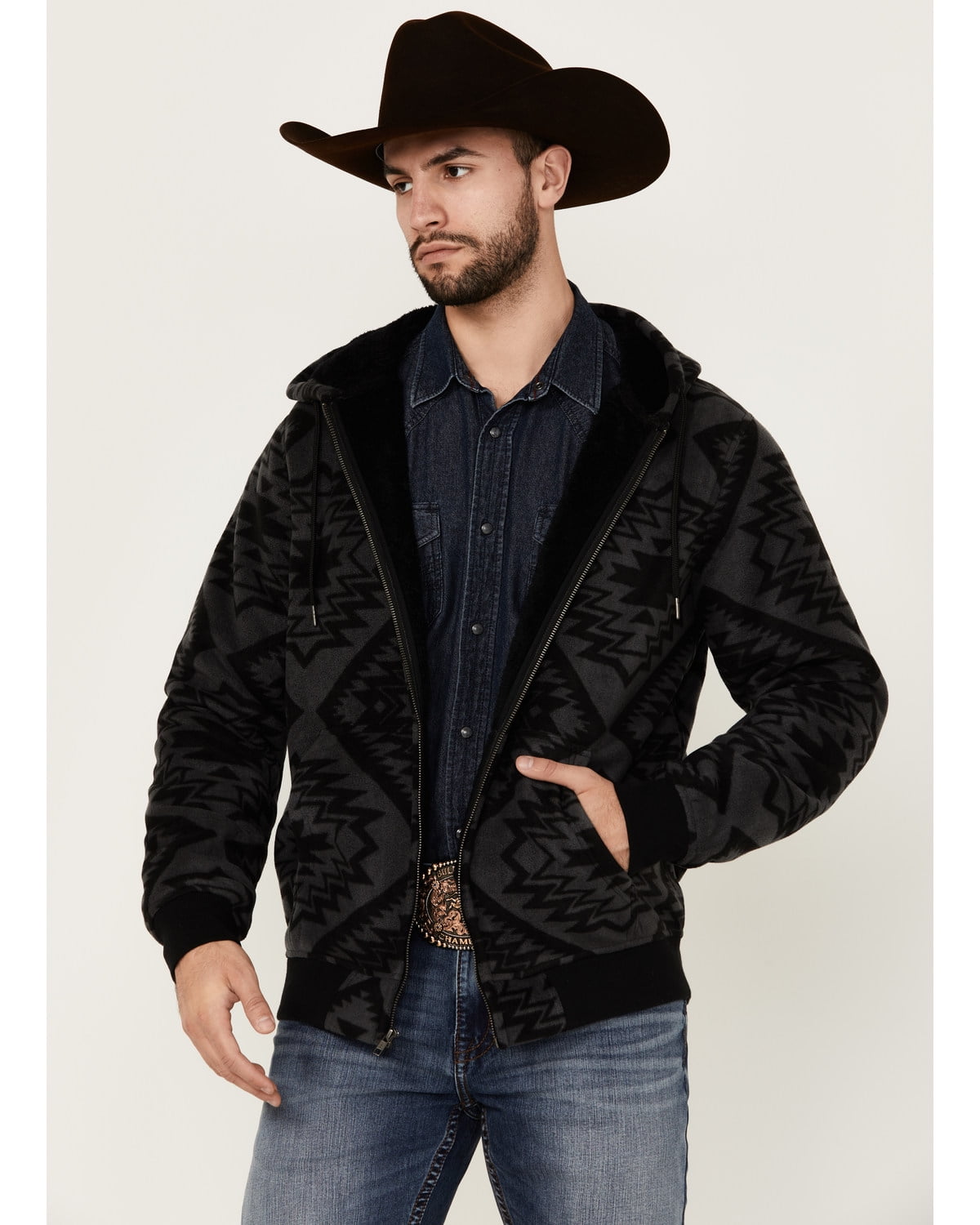 Cody James Men's Basin Southwestern Print Fleece Hooded Jacket ...