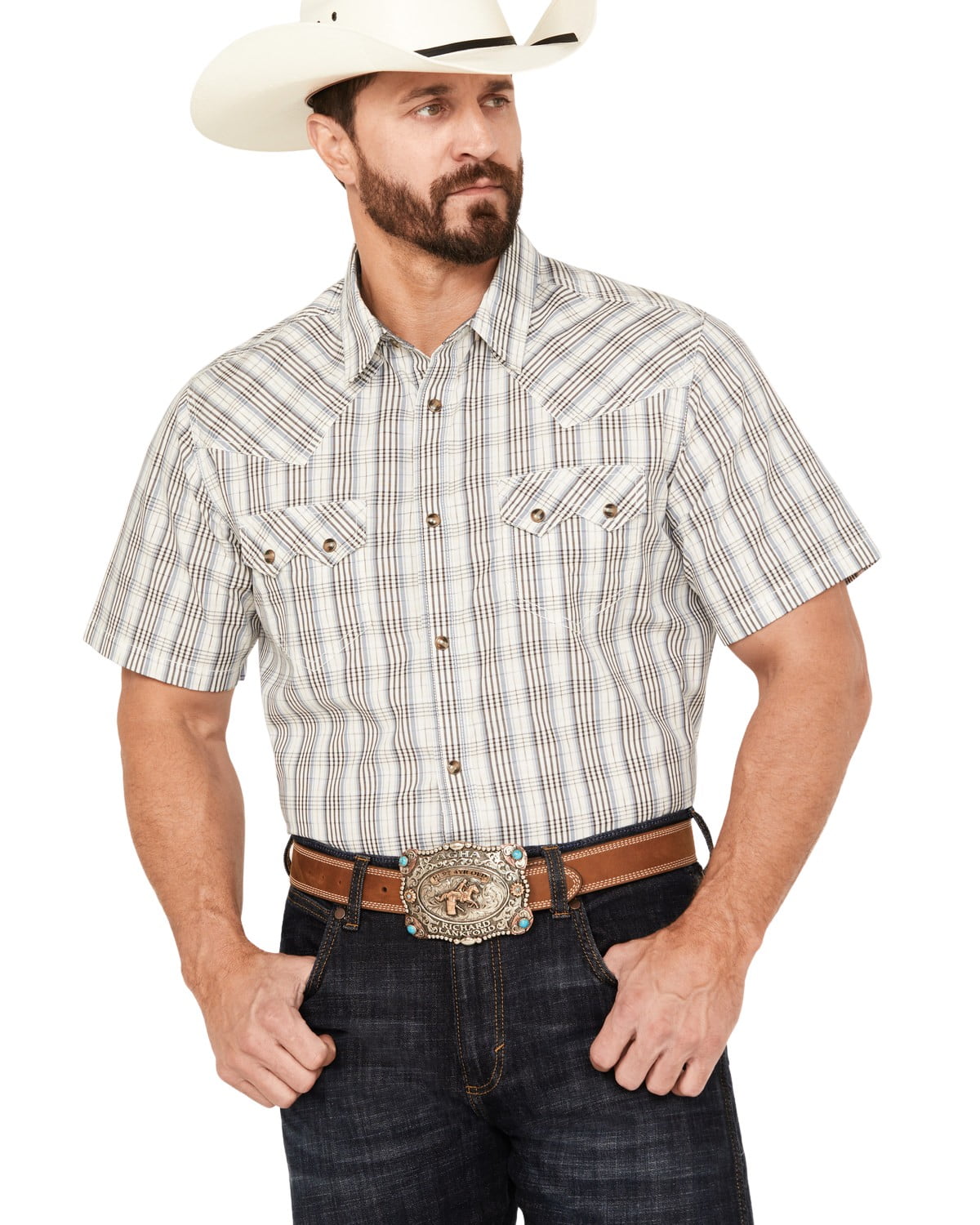 Cody James Men's Briar Patch Plaid Print Short Sleeve Snap Western ...