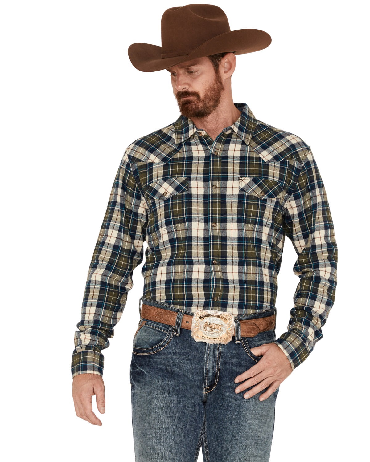 Cody James Men's Buck Plaid Print Long Sleeve Snap Western Flannel ...