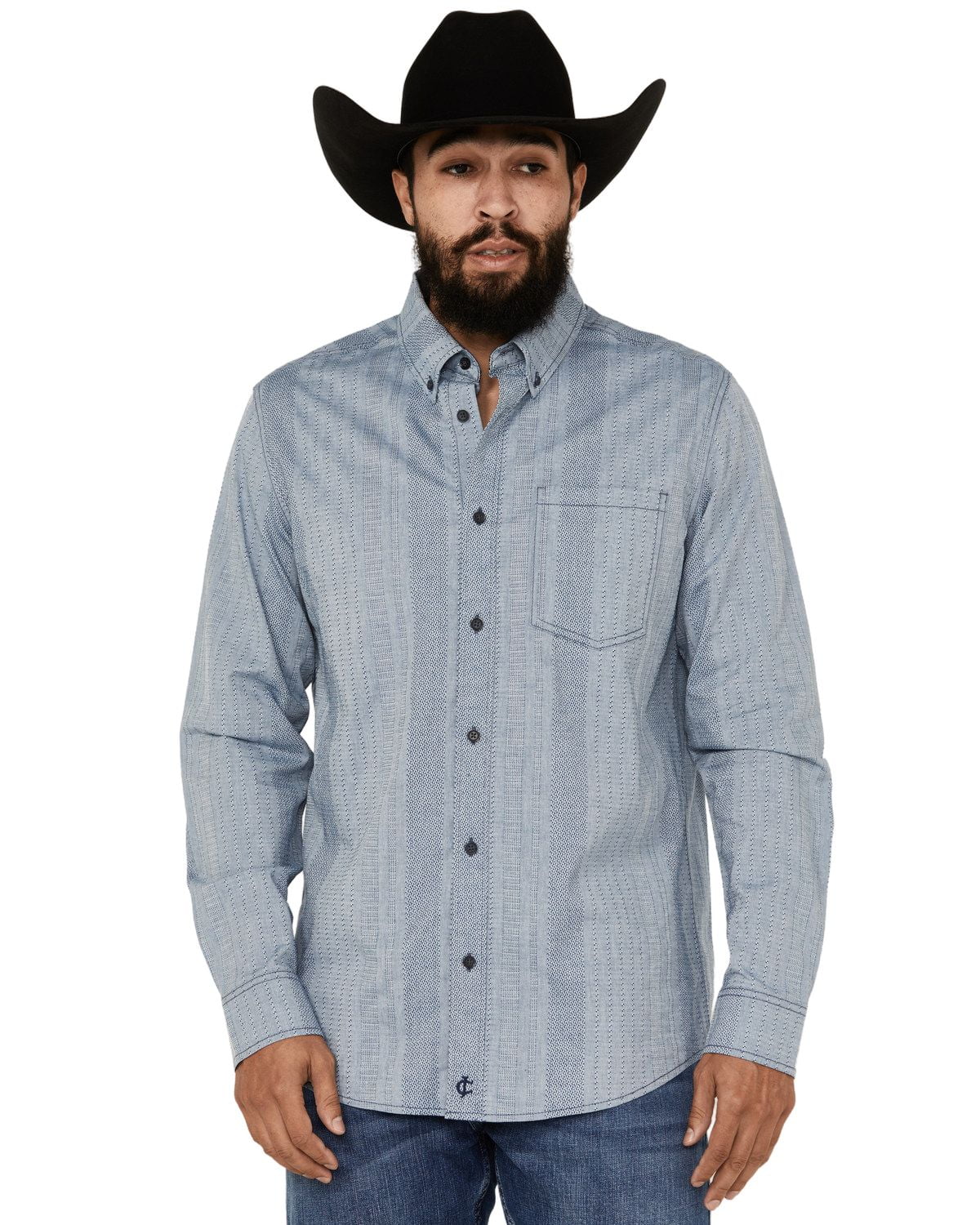 Cody James Men's Buckle Up Chambray Striped Button-Down Long Sleeve ...