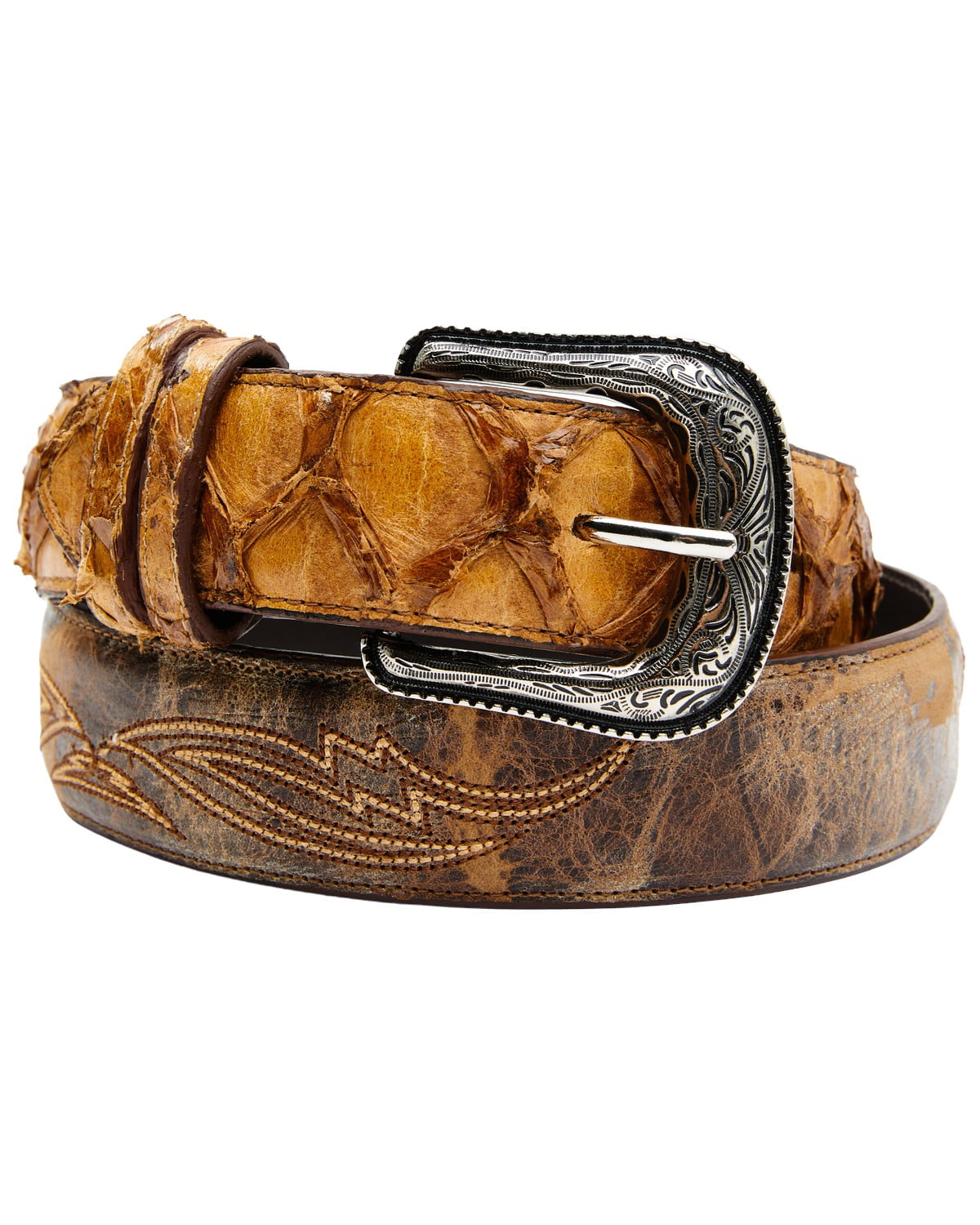 Cody James Men's Camel Embroidered Pirarucu Belt - CJASP21BT10 32 ...