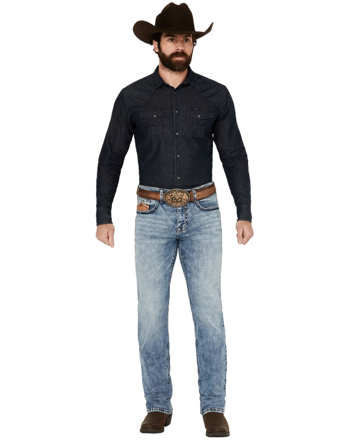 Cody James Men's Clover Leaf Light Wash Slim Straight Stretch Denim ...