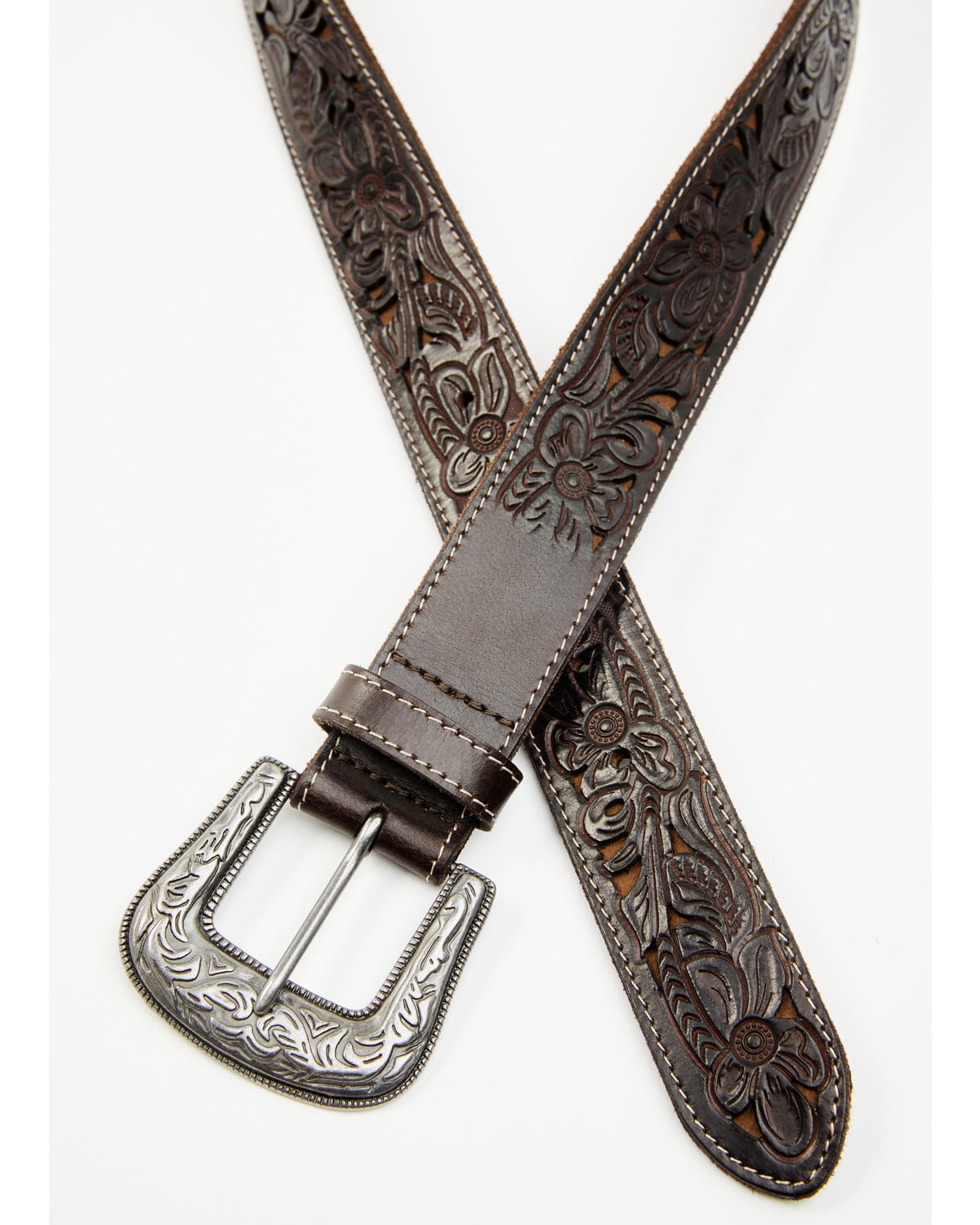 Cody James Men's Cyrus Floral Tooled Leather Belt - CJAHO24BT13-DKBN 46 ...