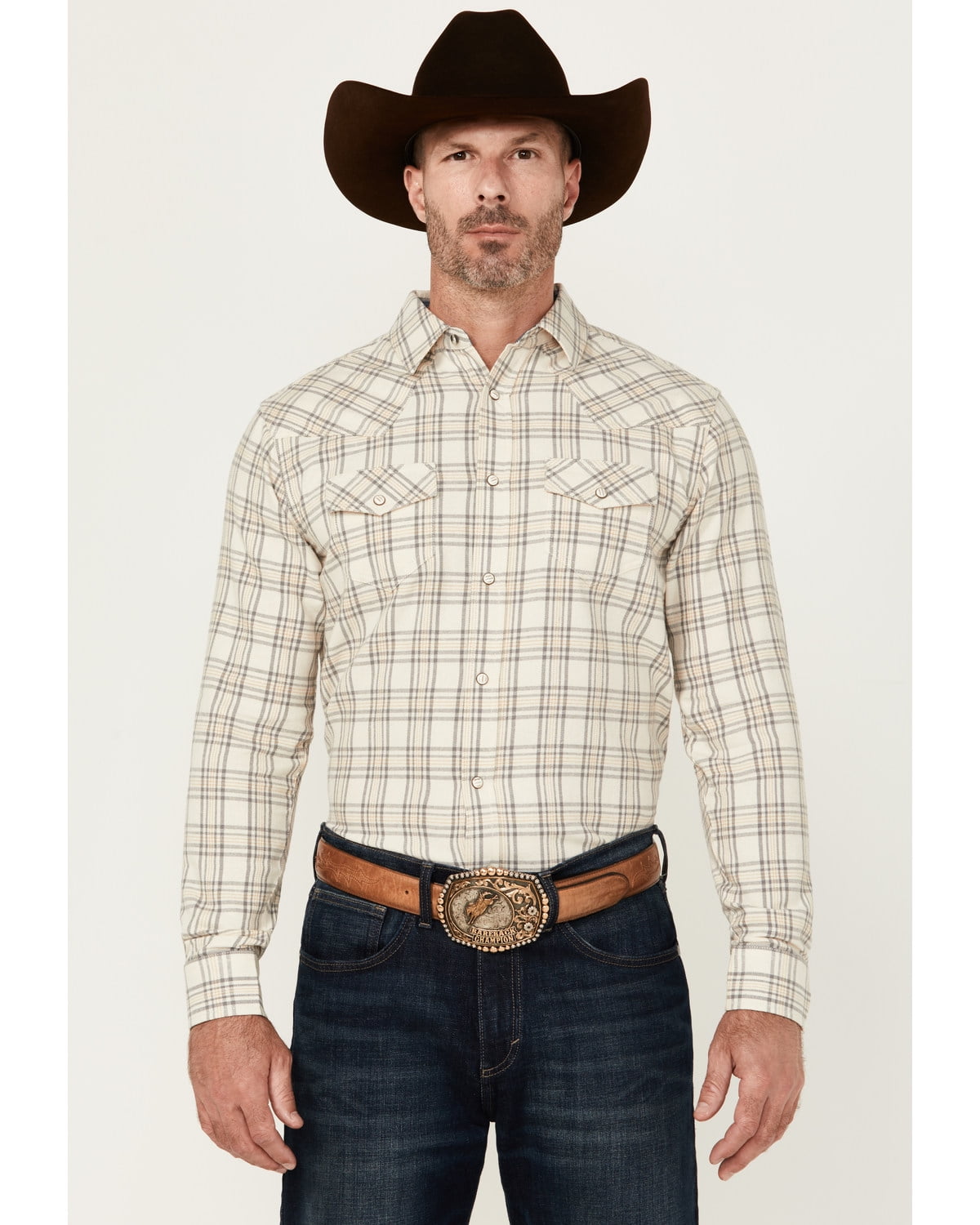 Cody James Men's Declaration Plaid Print Long Sleeve Snap Western Shirt ...