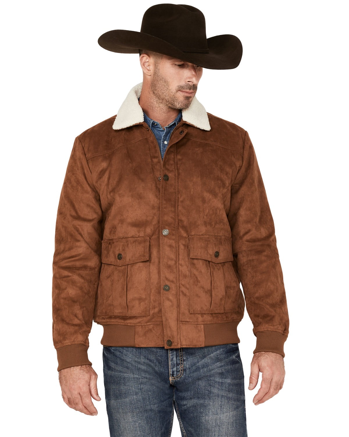 Cody James Men's Edward Faux Suede Sherpa Collar Bomber Jacket - CJFA22O34-BRN - Walmart.com