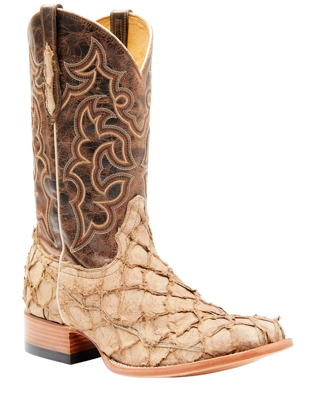Cody James Men's Exotic Pirarucu Western Boot Broad Square Toe Tan 8.5 ...