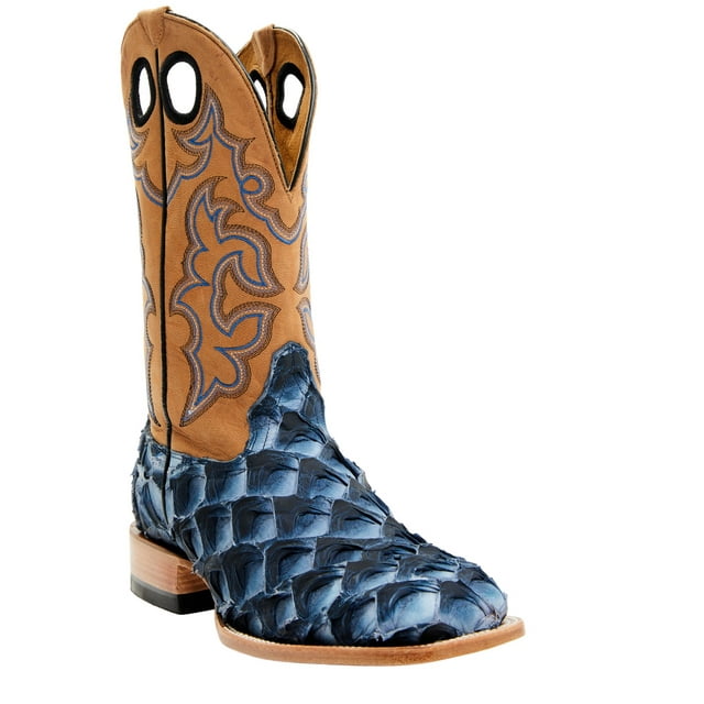 Cody James Men's Exotic Pirarucu Western Boot Broad Square Toe Blue 12 ...