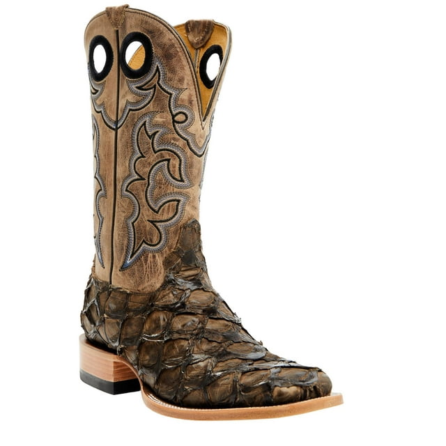Cody James Mens Exotic Pirarucu Western Boot Broad Square Toe Brown 9