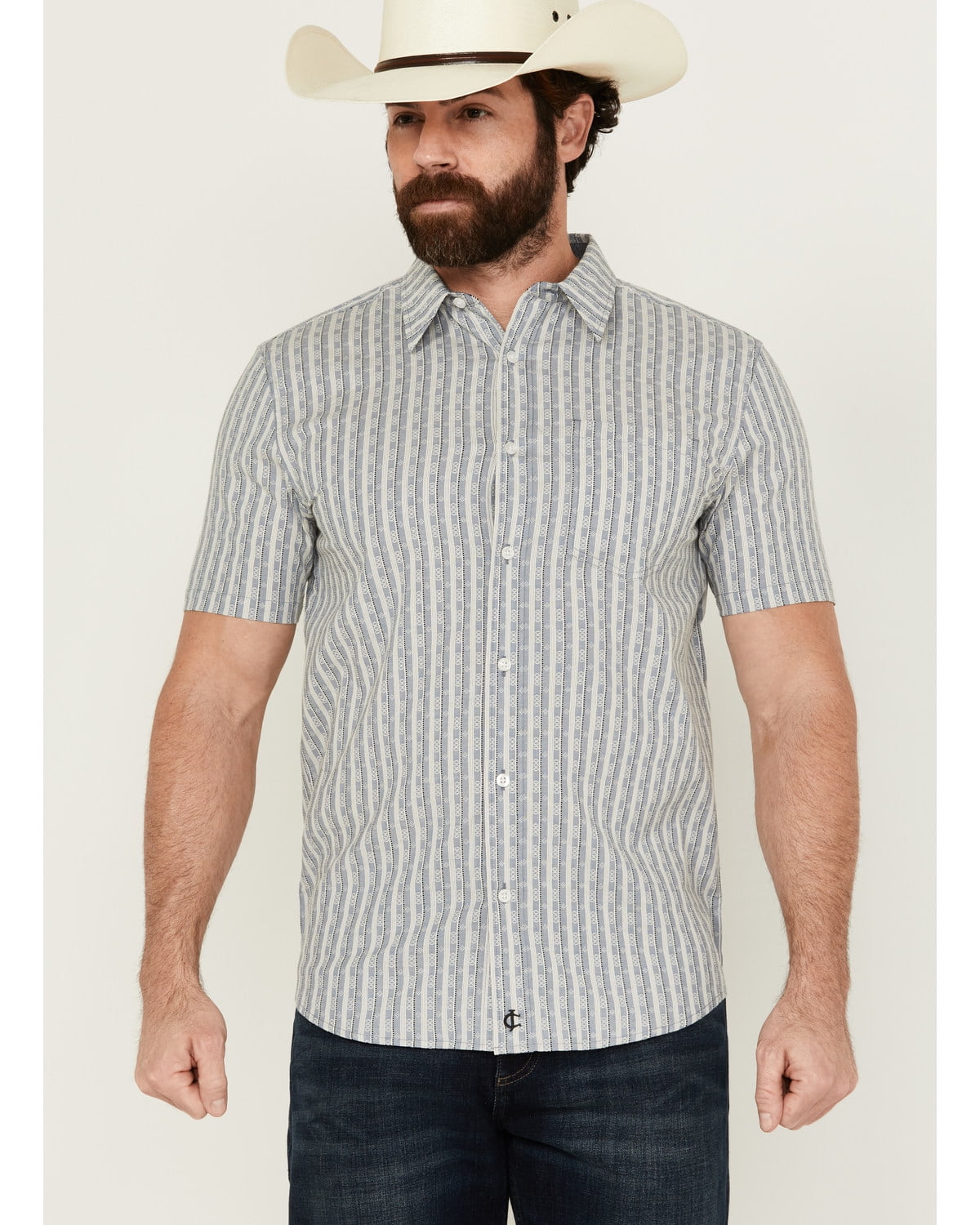 Cody James Men's Falling Diamond Striped Short Sleeve Button-Down ...