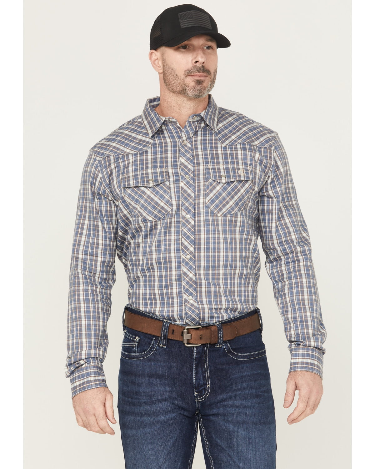Cody James Men's Fr Plaid Print Long Sleeve Snap Work Shirt ...