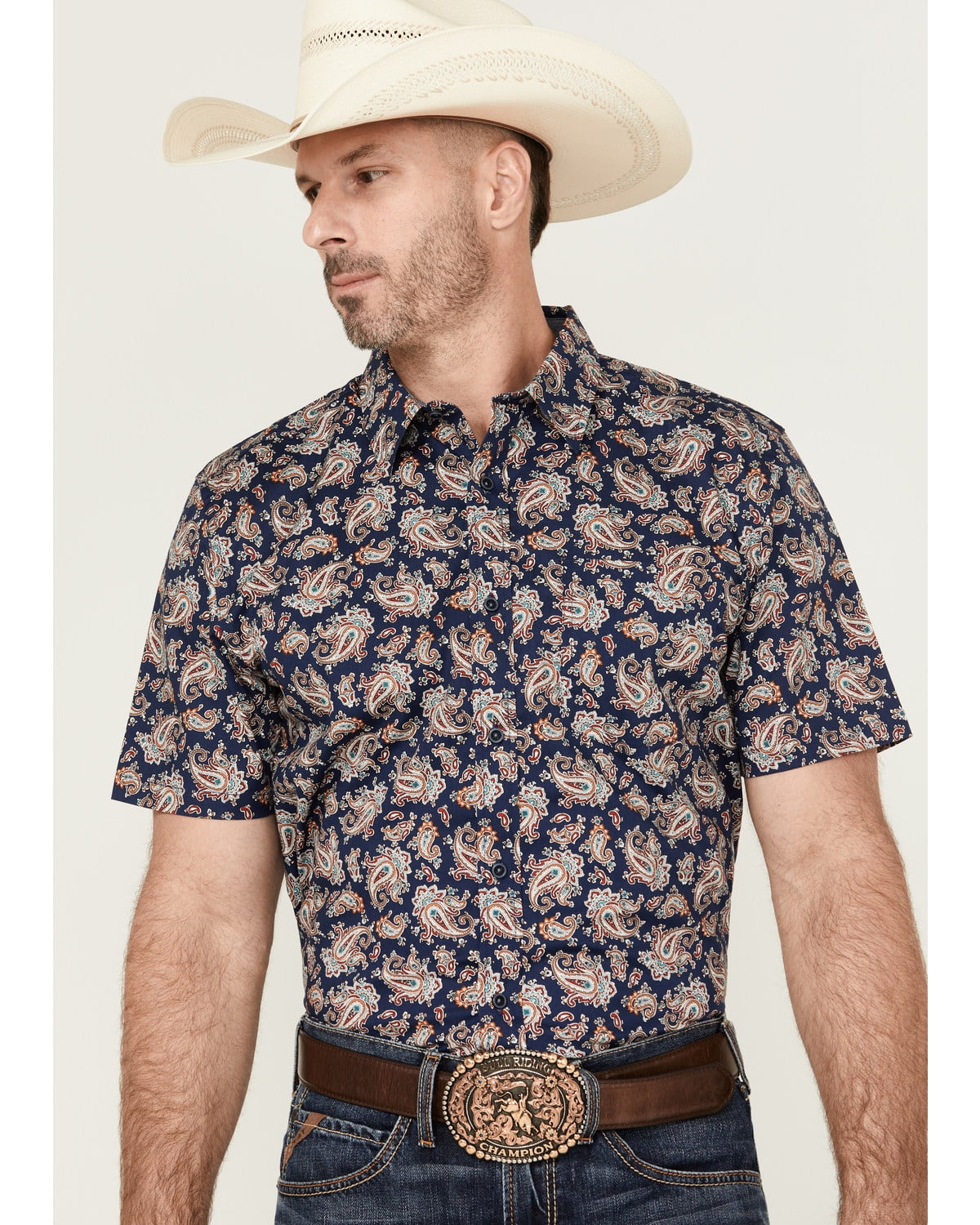 Cody James Men's Grand Finale Paisley Print Short Sleeve Button-Down ...