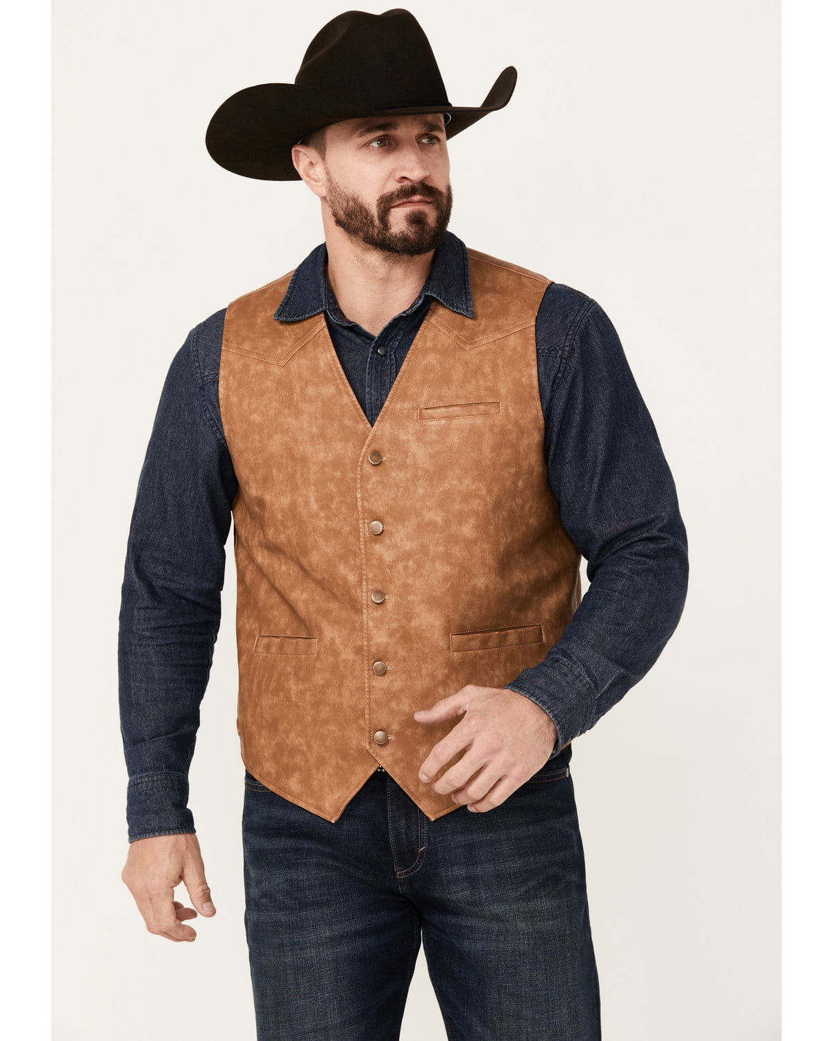 Cody James Men's Hoof Print Faux Leather Vest - CJSU24V3-TAN US - Walmart.com