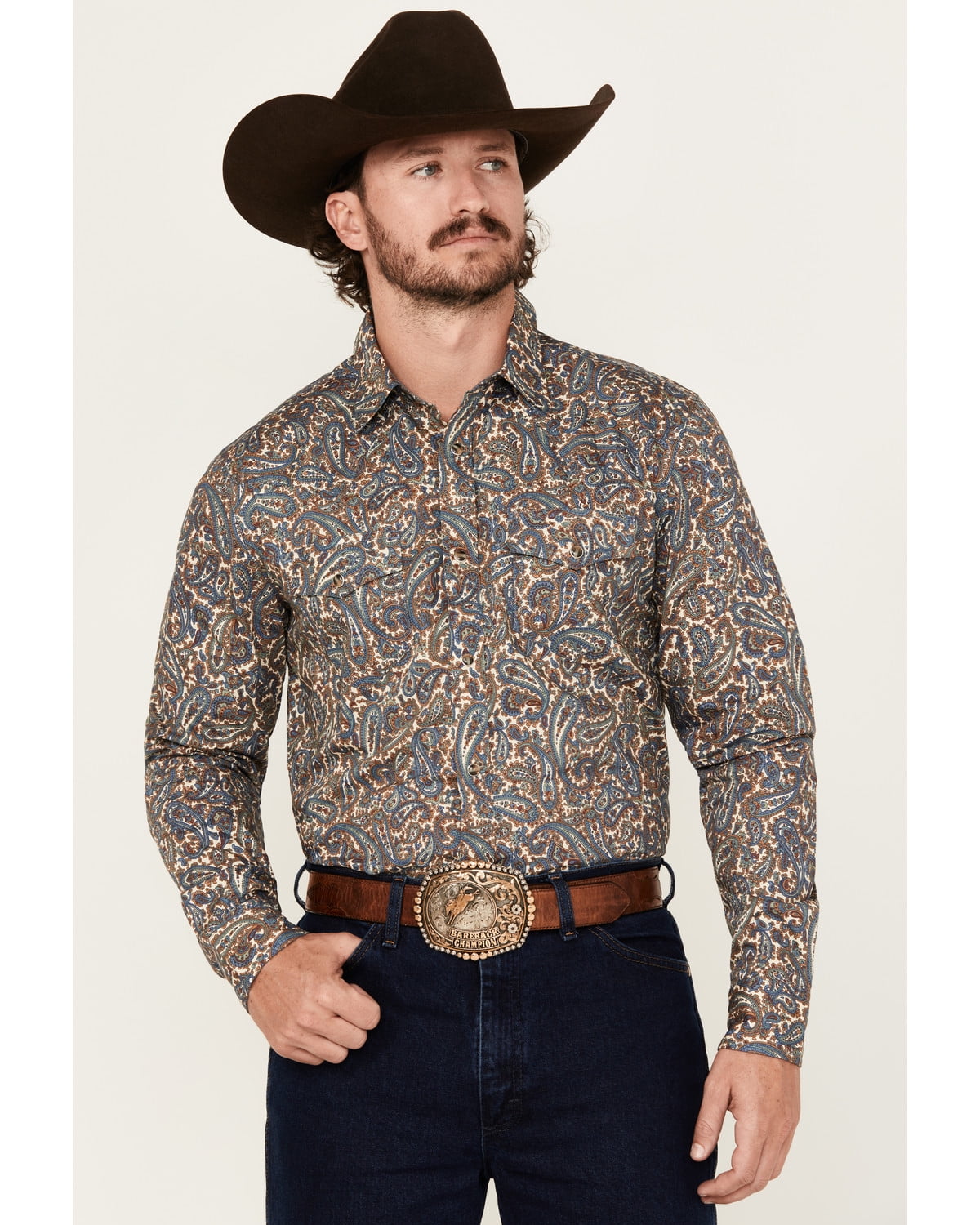 Cody James Men's Madera Paisley Print Long Sleeve Snap Western Shirt ...