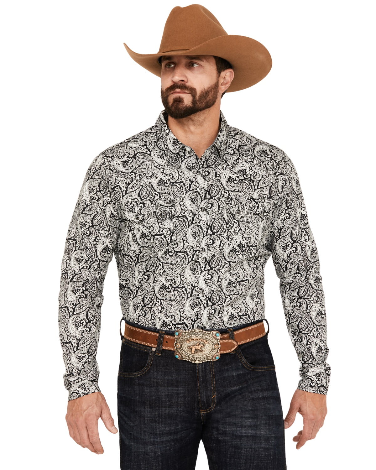 Cody James Men's Mamba Paisley Print Long Sleeve Western Snap Shirt - CJSU23W12-BLK Medium ...