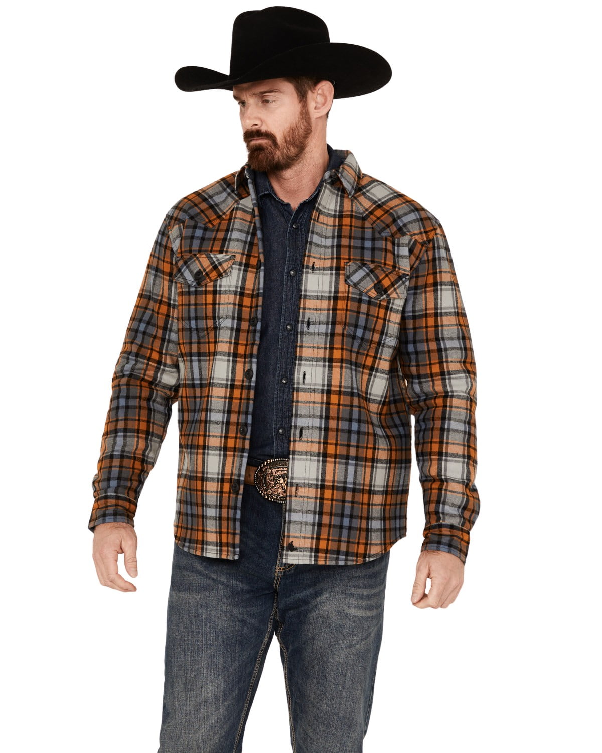 Cody James Men's Plaid Long Sleeve Button-Down Shirt Jacket - CJHO23O21 ...