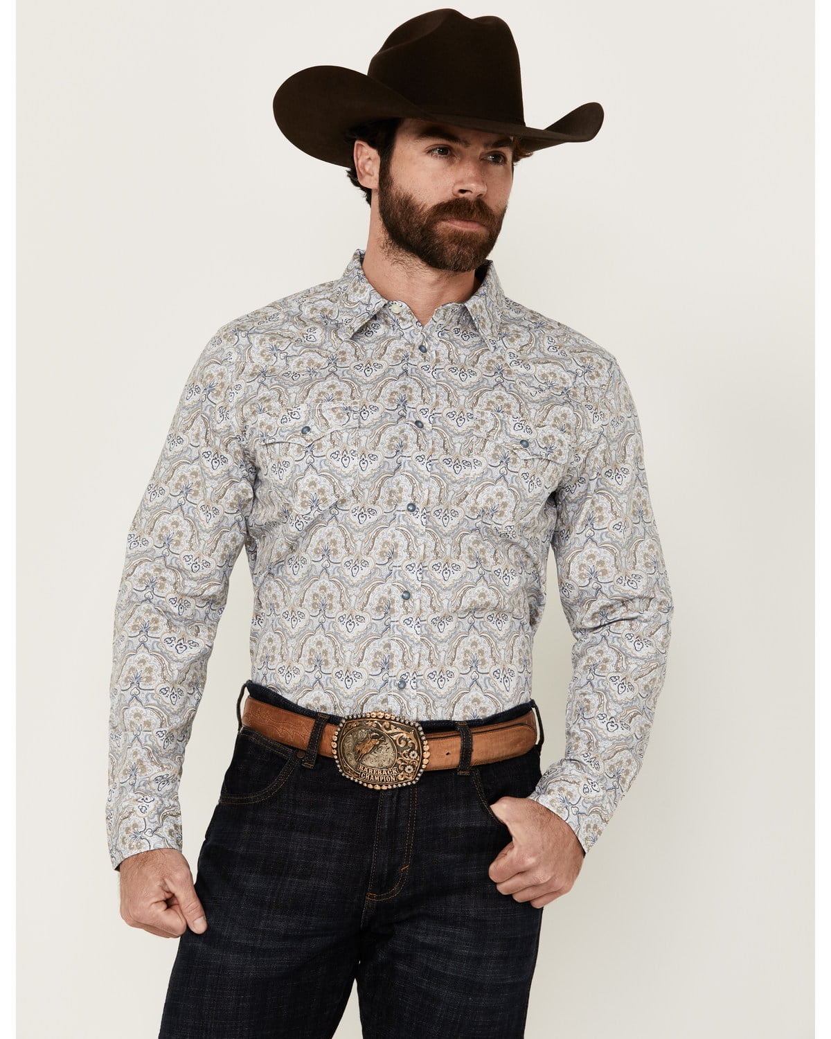 Cody James Men's Railroad Paisley Print Long Sleeve Snap Western Shirt ...