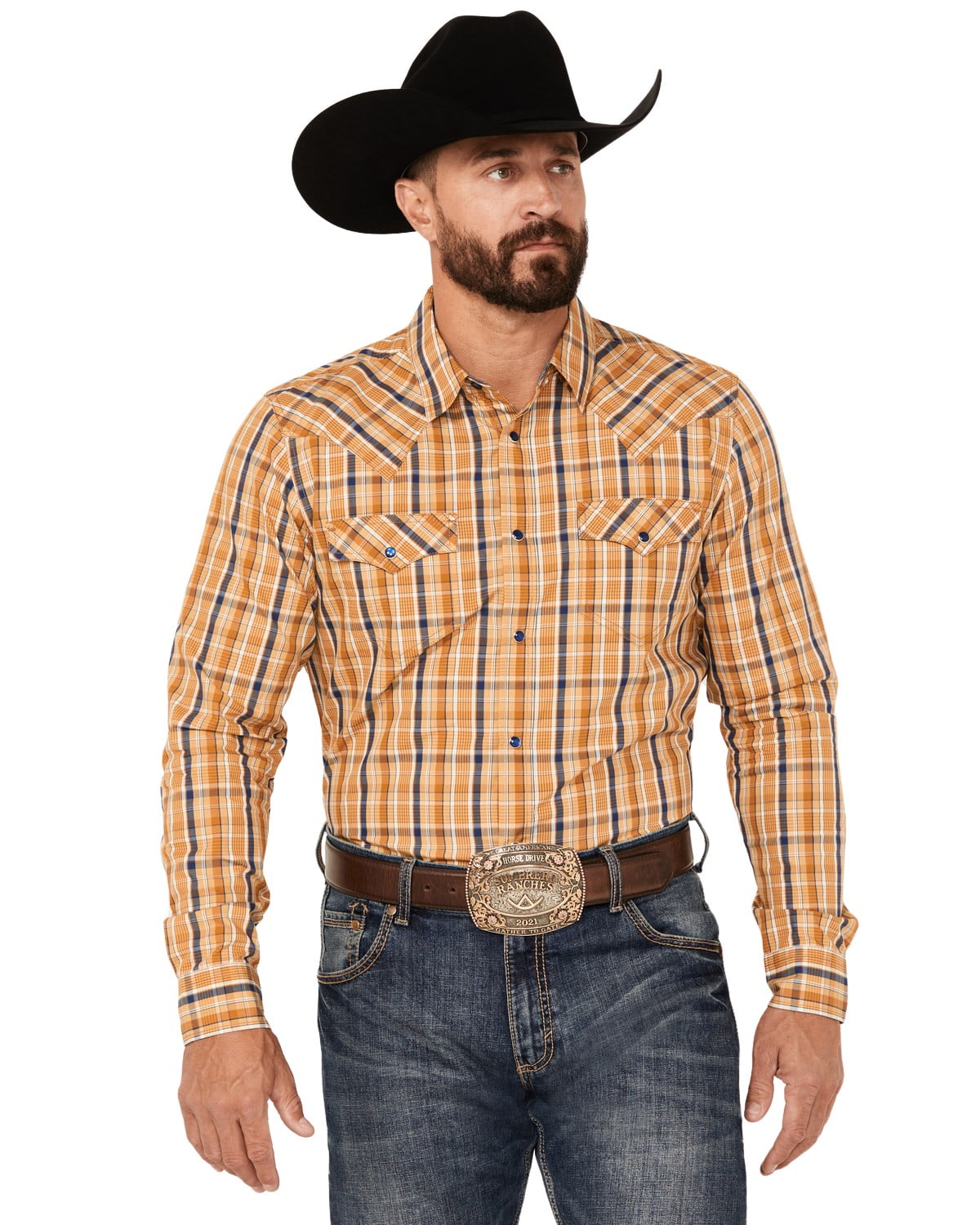 Cody James Men's Railroad Plaid Print Long Sleeve Snap Western Shirt ...