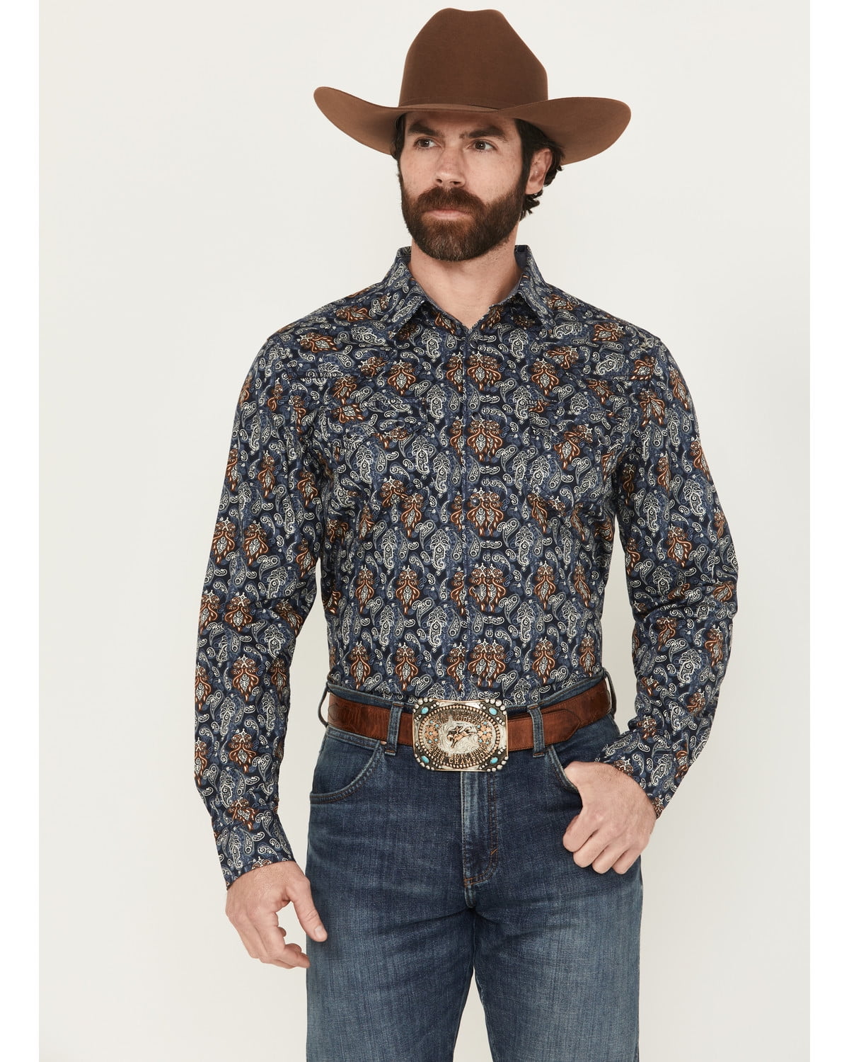 Cody James Men's Rodeo Ritz Paisley Print Long Sleeve Snap Western Shirt - CJSP25W21-NVY ...