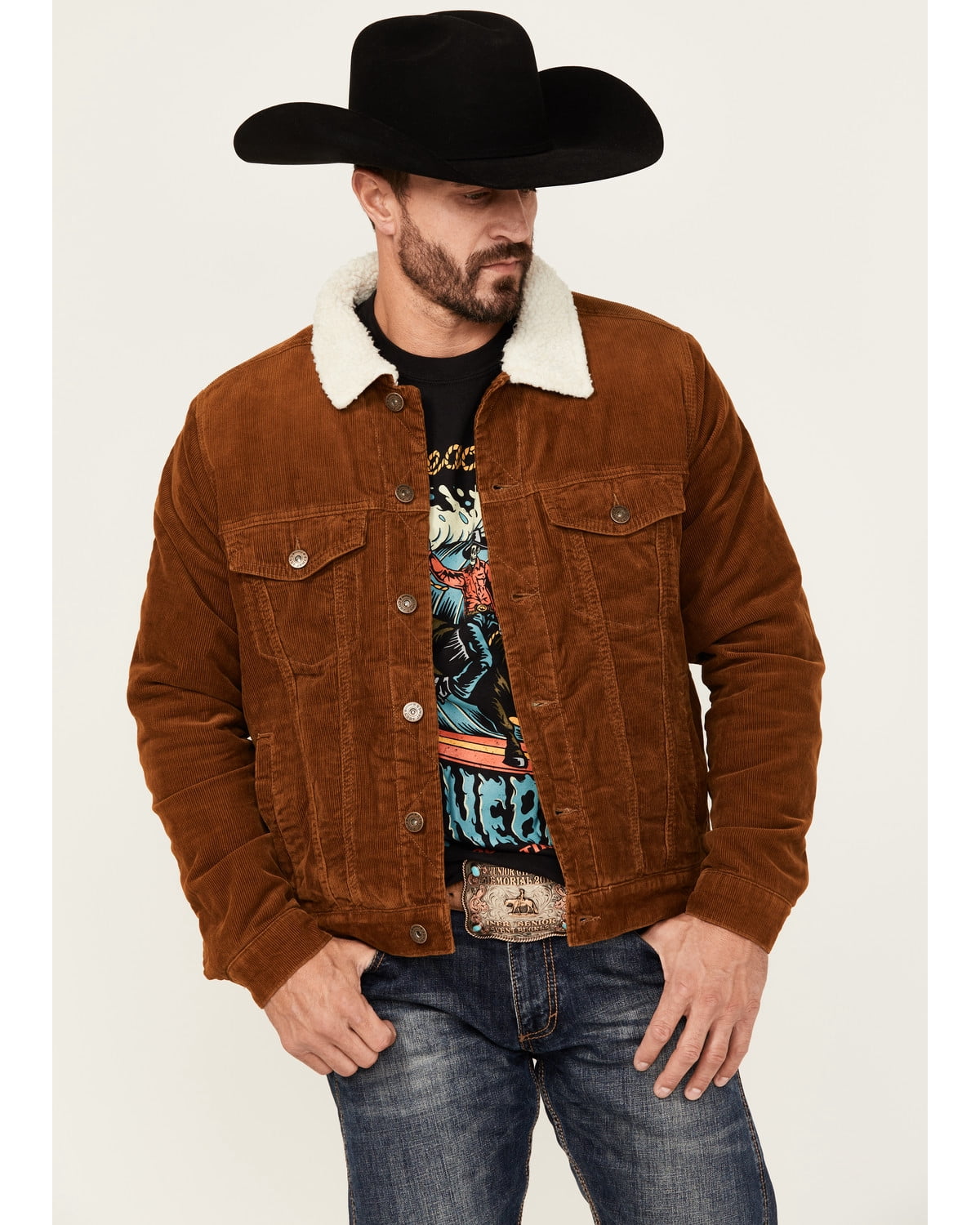 Cody James Men's Roscoe Corduroy Sherpa Lined Trucker Jacket - CJHO24O1 ...