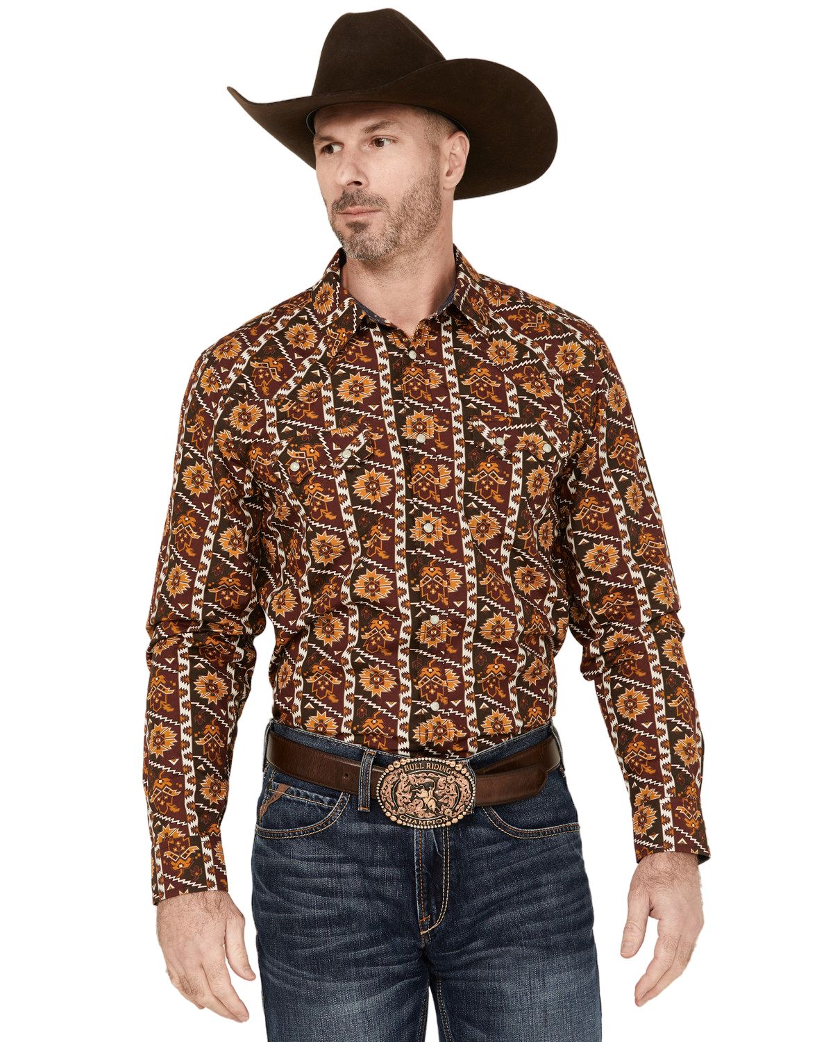 Cody James Men's Row Boat Southwestern Print Long Sleeve Snap Western ...