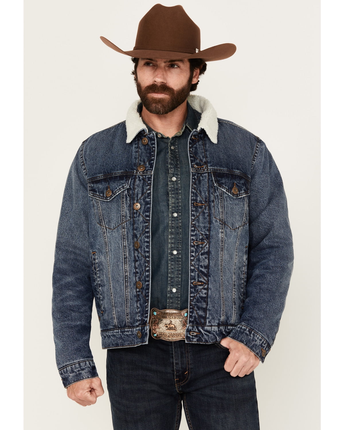 Cody James Men's Sherpa Lined Denim Jacket - CJFA24O29-DKW US - Walmart.com