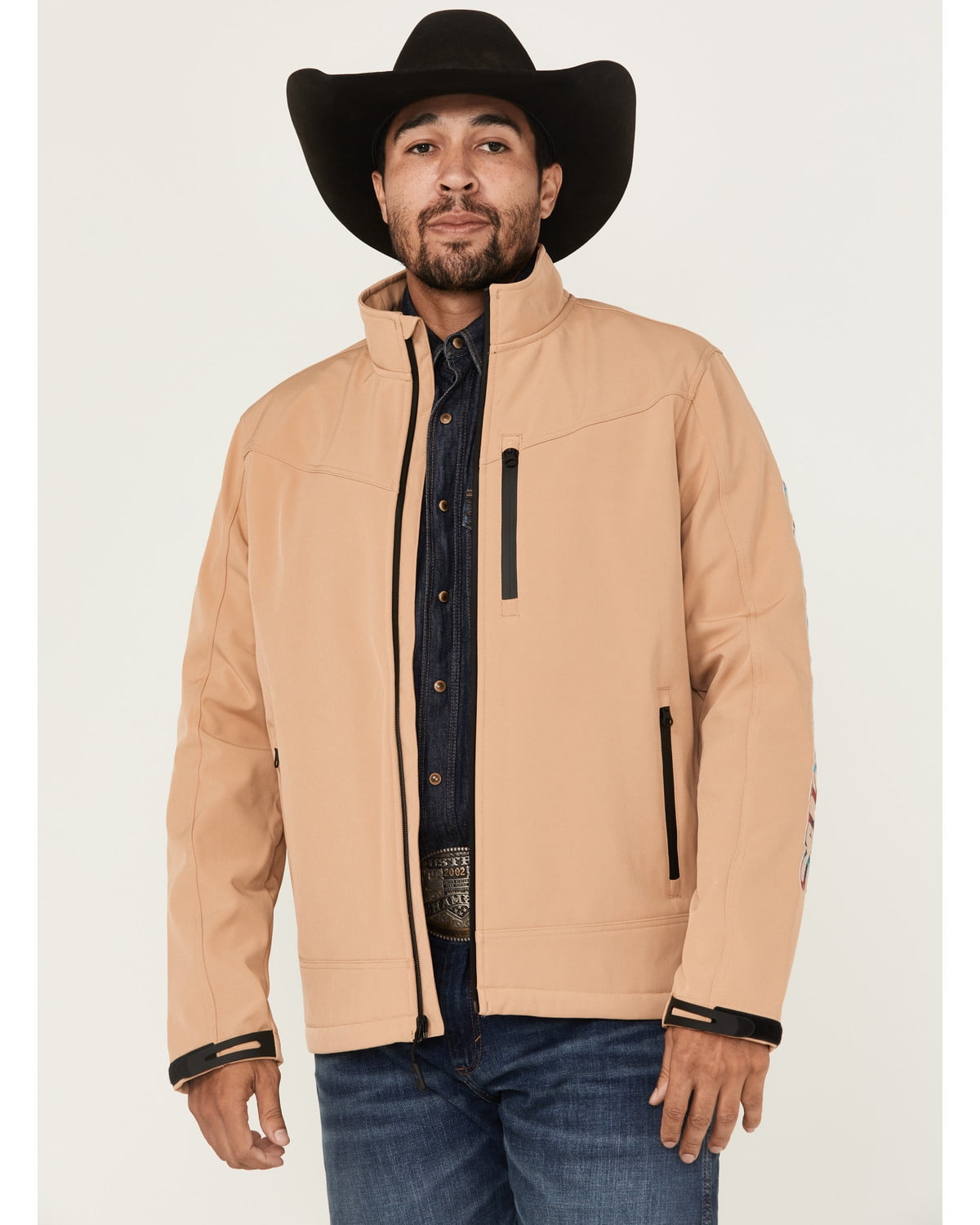 Cody James Men's Southwestern Embroidered Logo Softshell Jacket - CJHO24O7-TAN Medium US ...