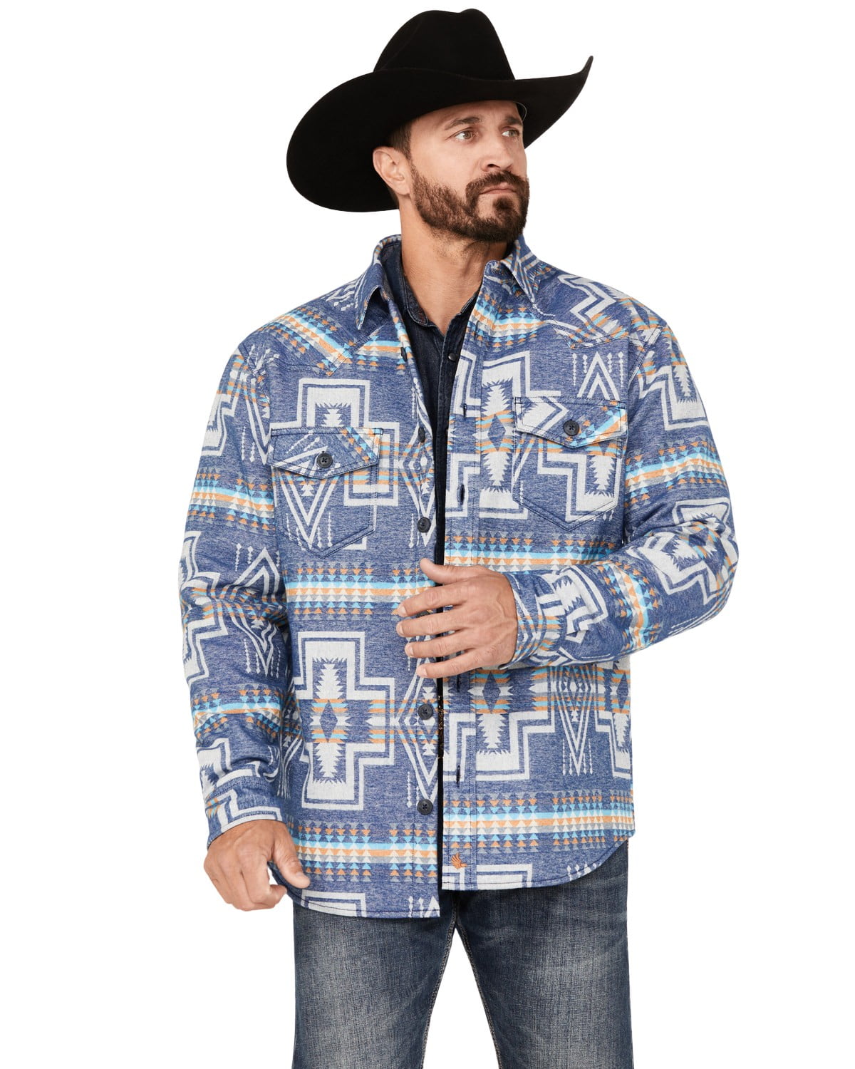 Cody James Men's Southwestern Print Rider Shirt Jacket - CJHO23O22-NVY ...