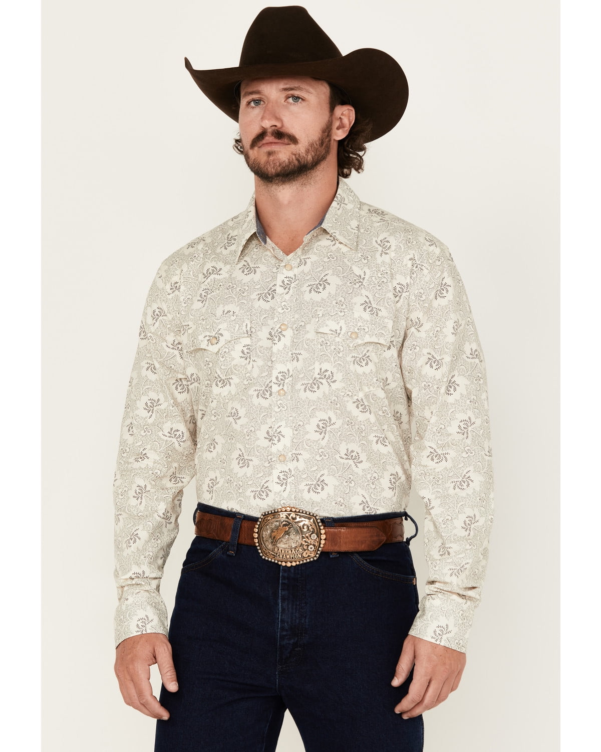 Cody James Men's Treven Floral Print Long Sleeve Snap Western Shirt ...