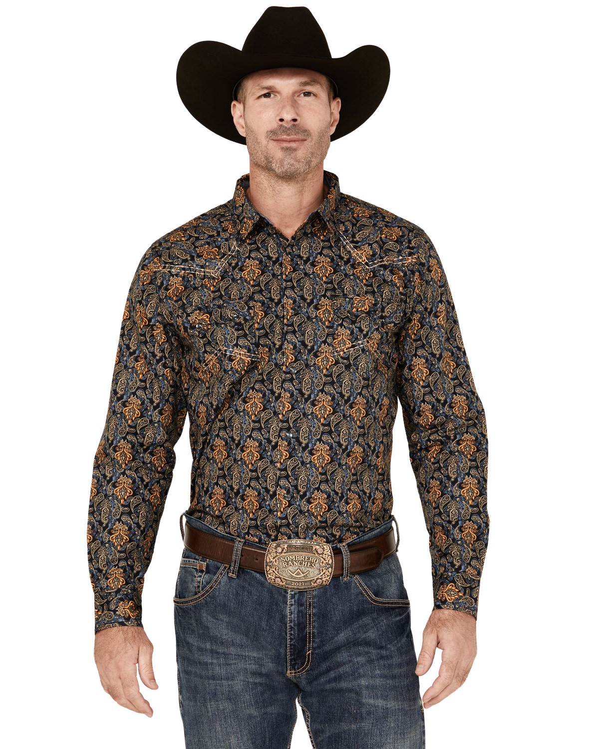 Cody James Men's Vaquero Paisley Print Long Sleeve Snap Western Shirt ...