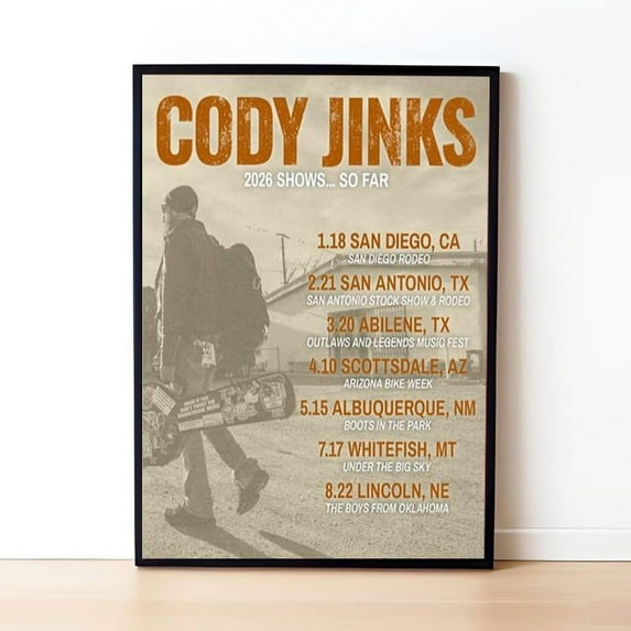 Cody Jinks 2026 Tour Dates Poster Country Music Wall Art Size 24x36 ...