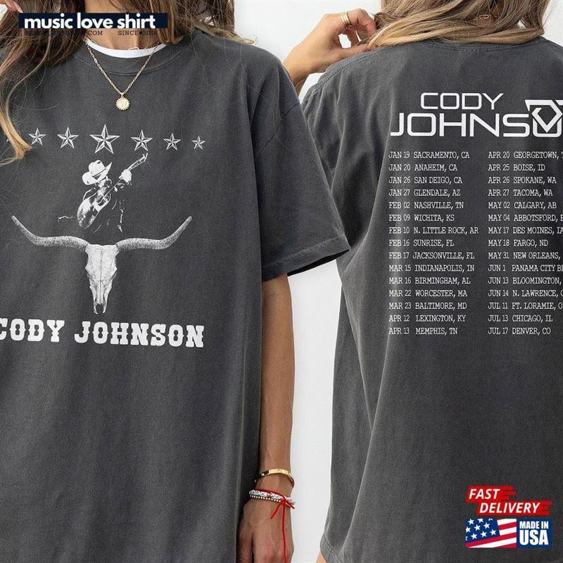 Cody Johnson Tour 2025 T Unisex Comfort Tee T Shirt, Color: Charcoal ...