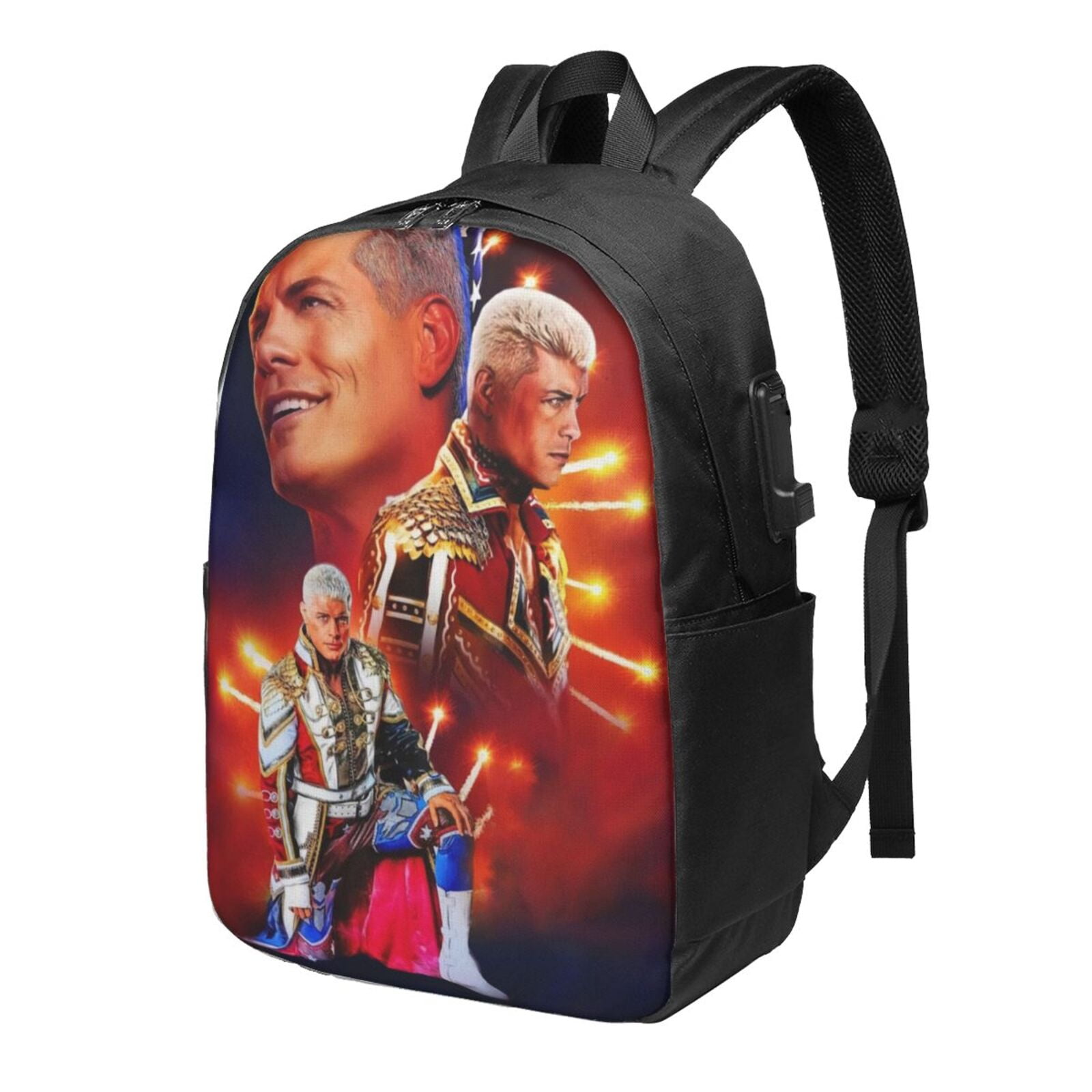Cody Rhodes Backpack Cartoon 17 Inch Laptop Bags Bookbag with USB ...