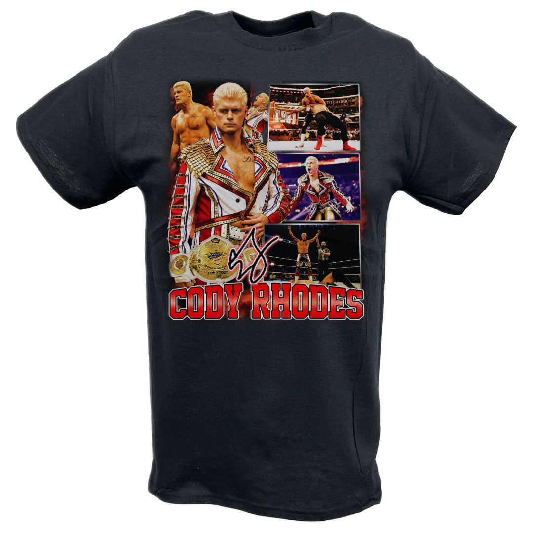 Cody Rhodes In Ring Collage Black T-shirt - Walmart.com
