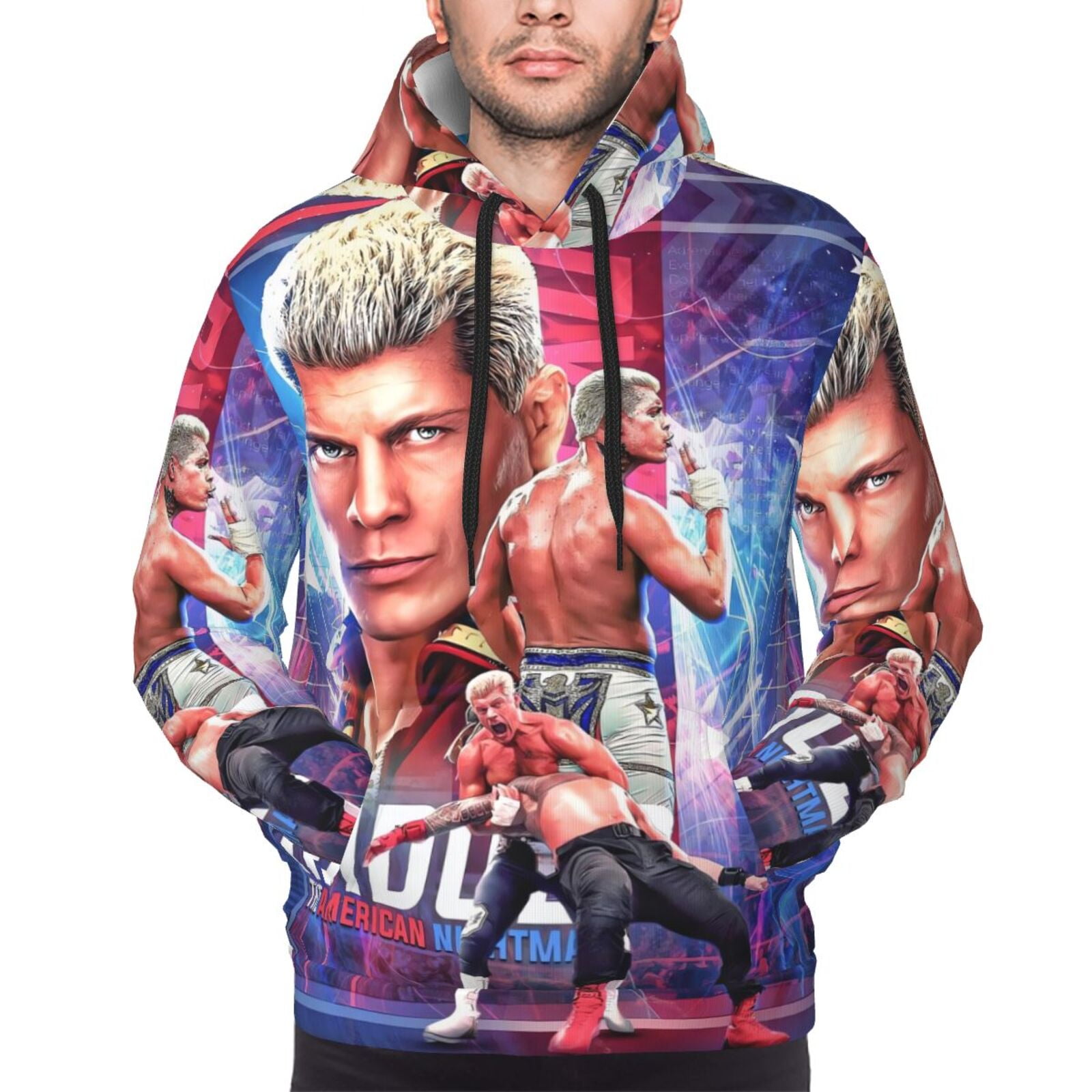 Cody Rhodes Men’s Hooded Sweatshirt, Soft Stretch Hoodie with Kangaroo ...