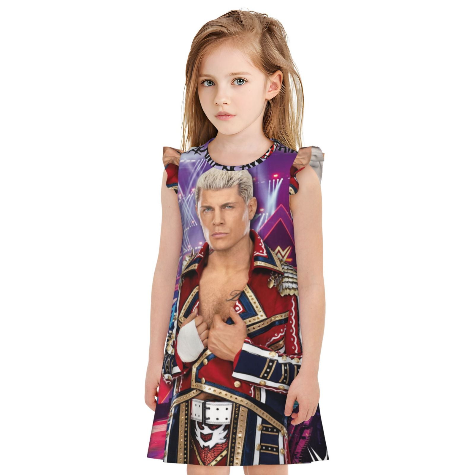 Cody Rhodes Nightgowns Pajamas Dress 3D Printed Flutter Sleeve Sleepwear Nightdress Nightshirt ...