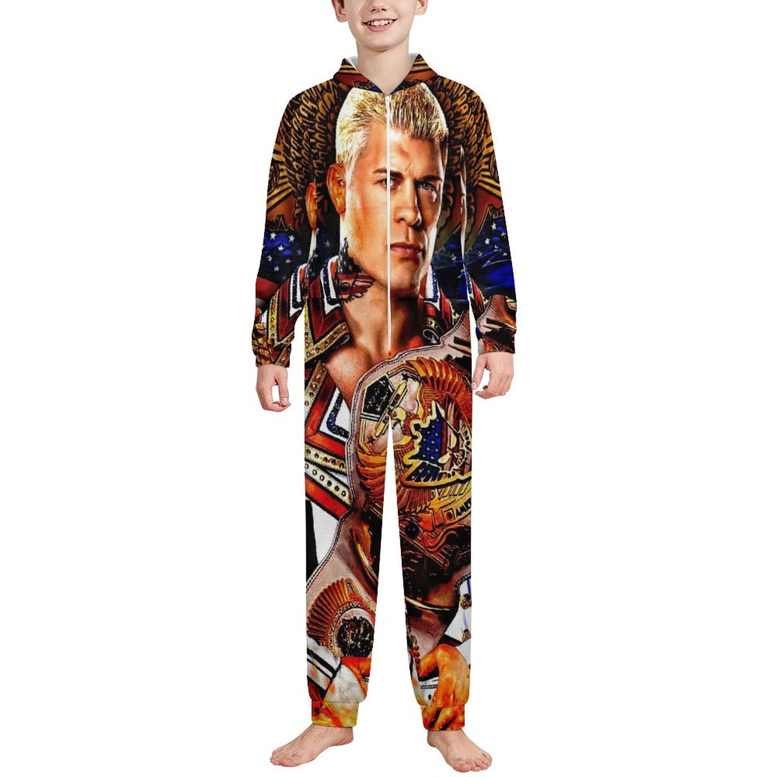 Cody Rhodes Pajamas Onesie Jumpsuit Zipper Soft PJ's Cute Printed ...