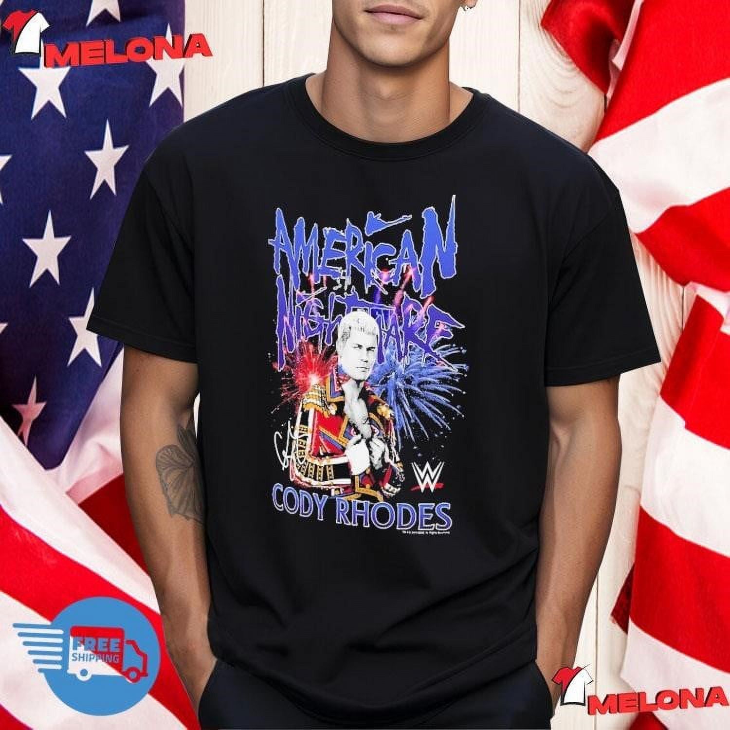 Cody Rhodes Ripple Junction American Nightmare Fireworks Graphic T ...