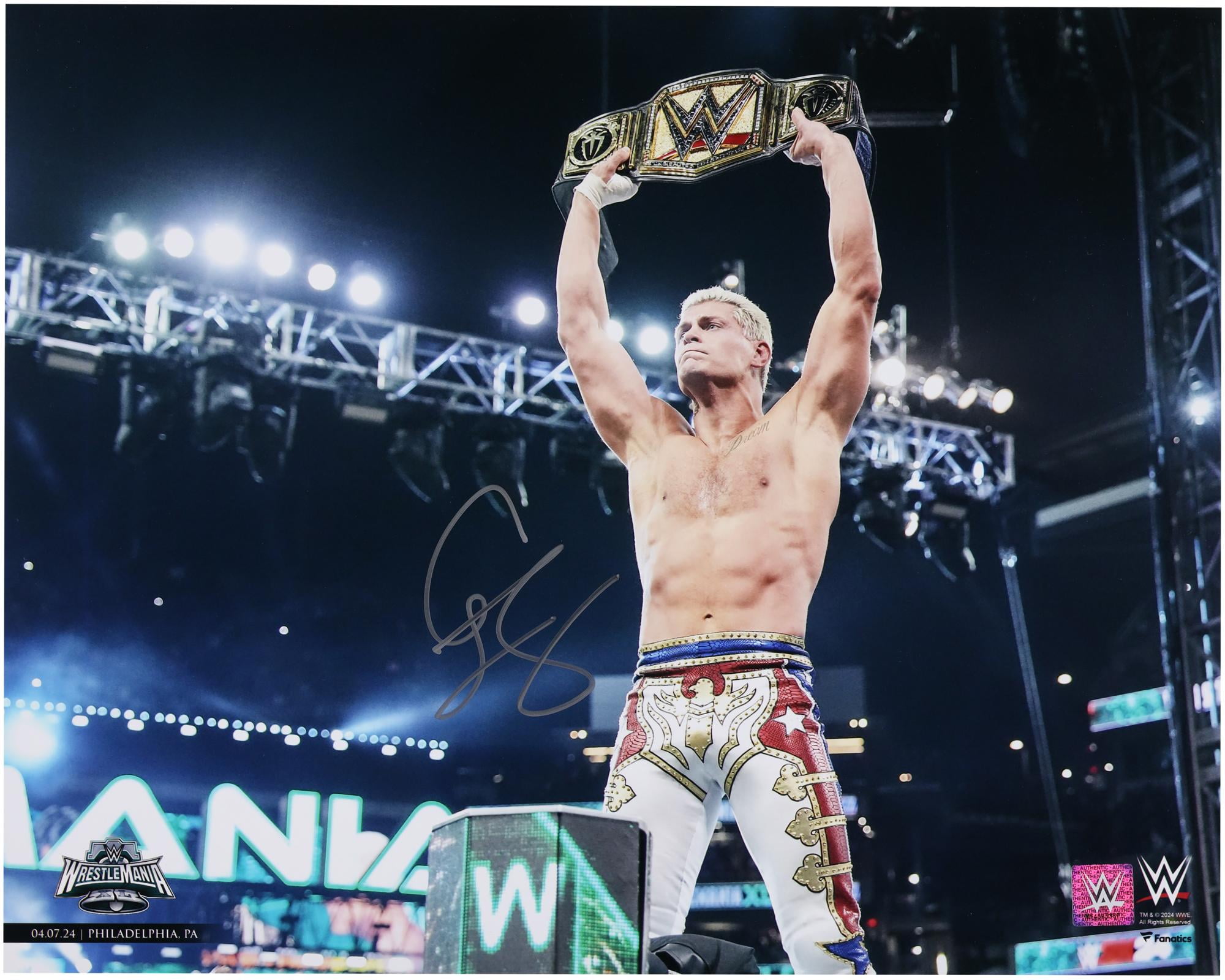 Cody Rhodes WWE Autographed 16" x 20" WrestleMania 40 Celebration ...