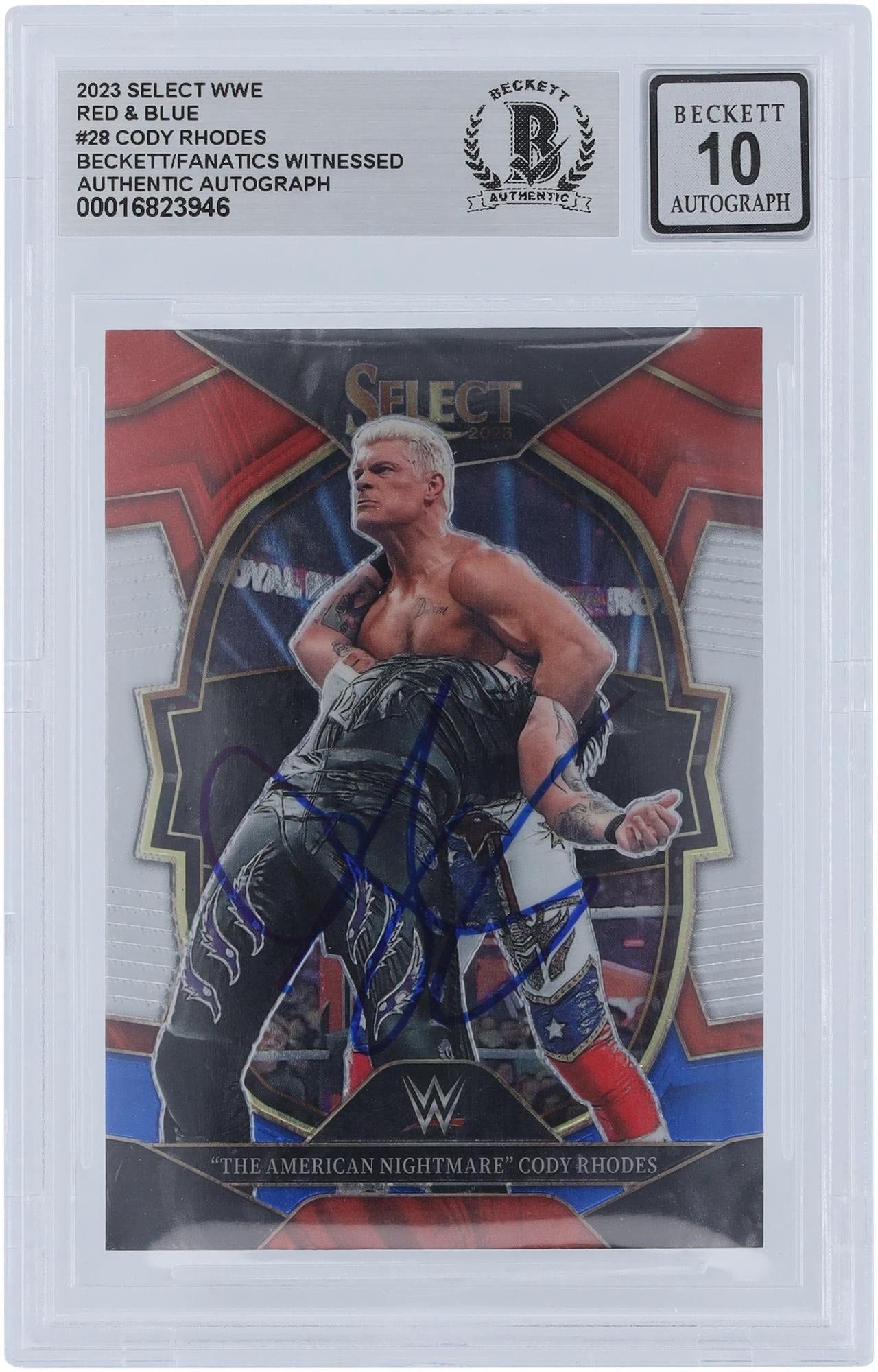 Cody Rhodes WWE Autographed 2023 Panini Select Red & Blue #28 Beckett ...