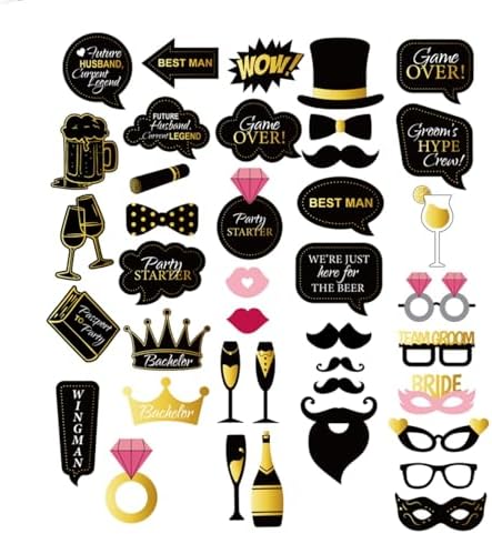 Coed Bachelor Bachelorette Party Photo Booth Props – 42-Piece Set of ...