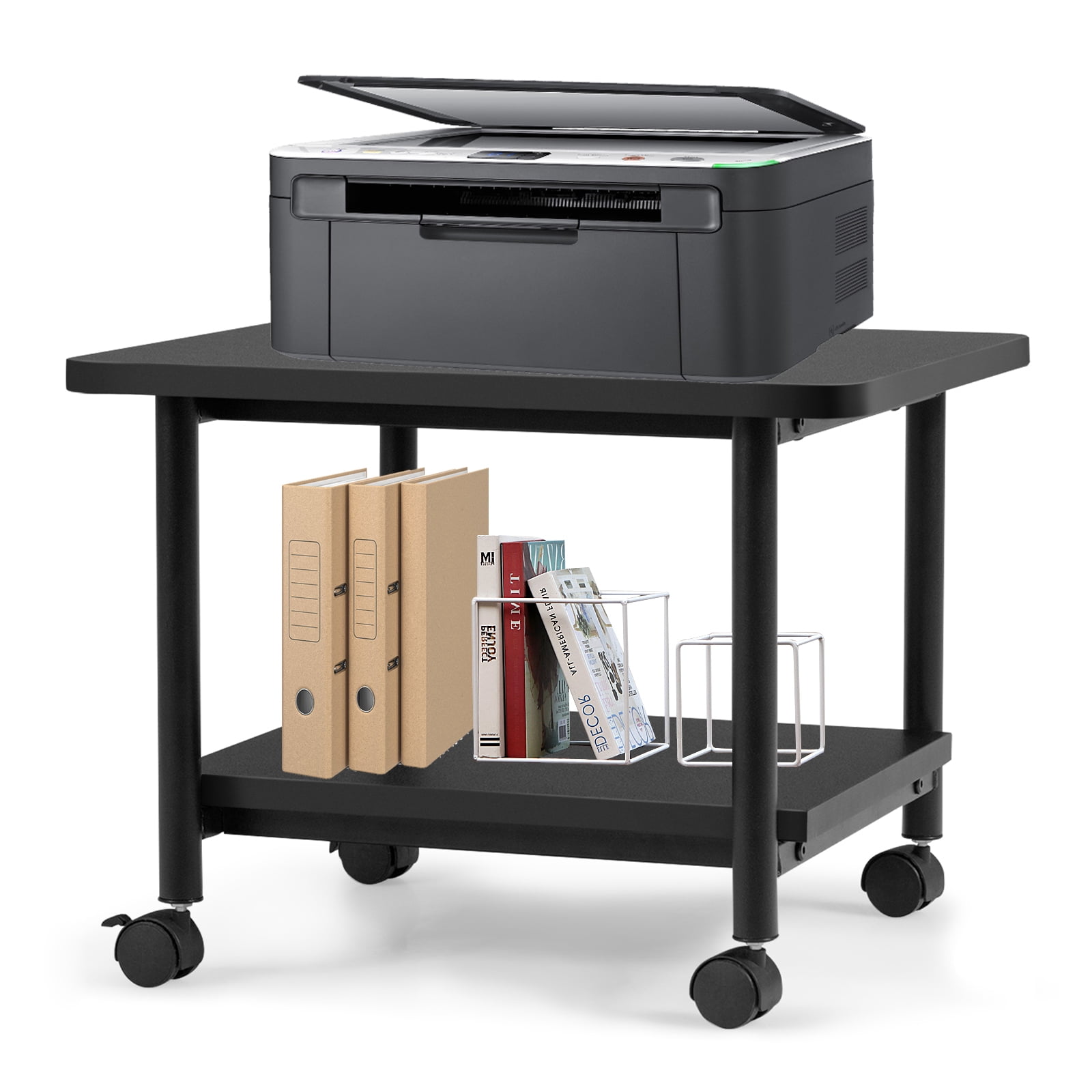 Coelon 2-level Printer Stand Multifunctional Trolley w/ 360 ° Rotatable ...