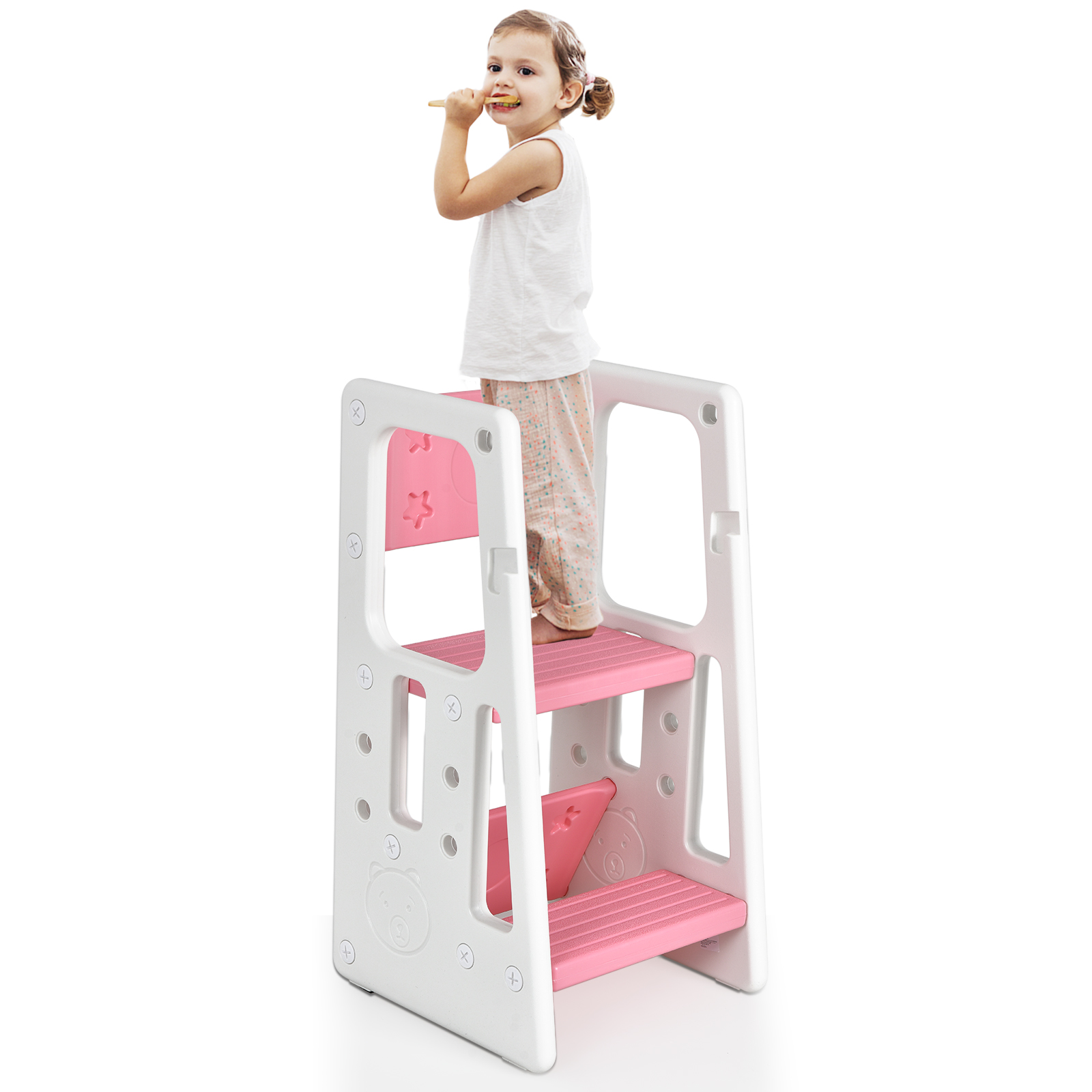 Coelon Kids Kitchen Step Stool with Double Safety Rails, Toddler ...