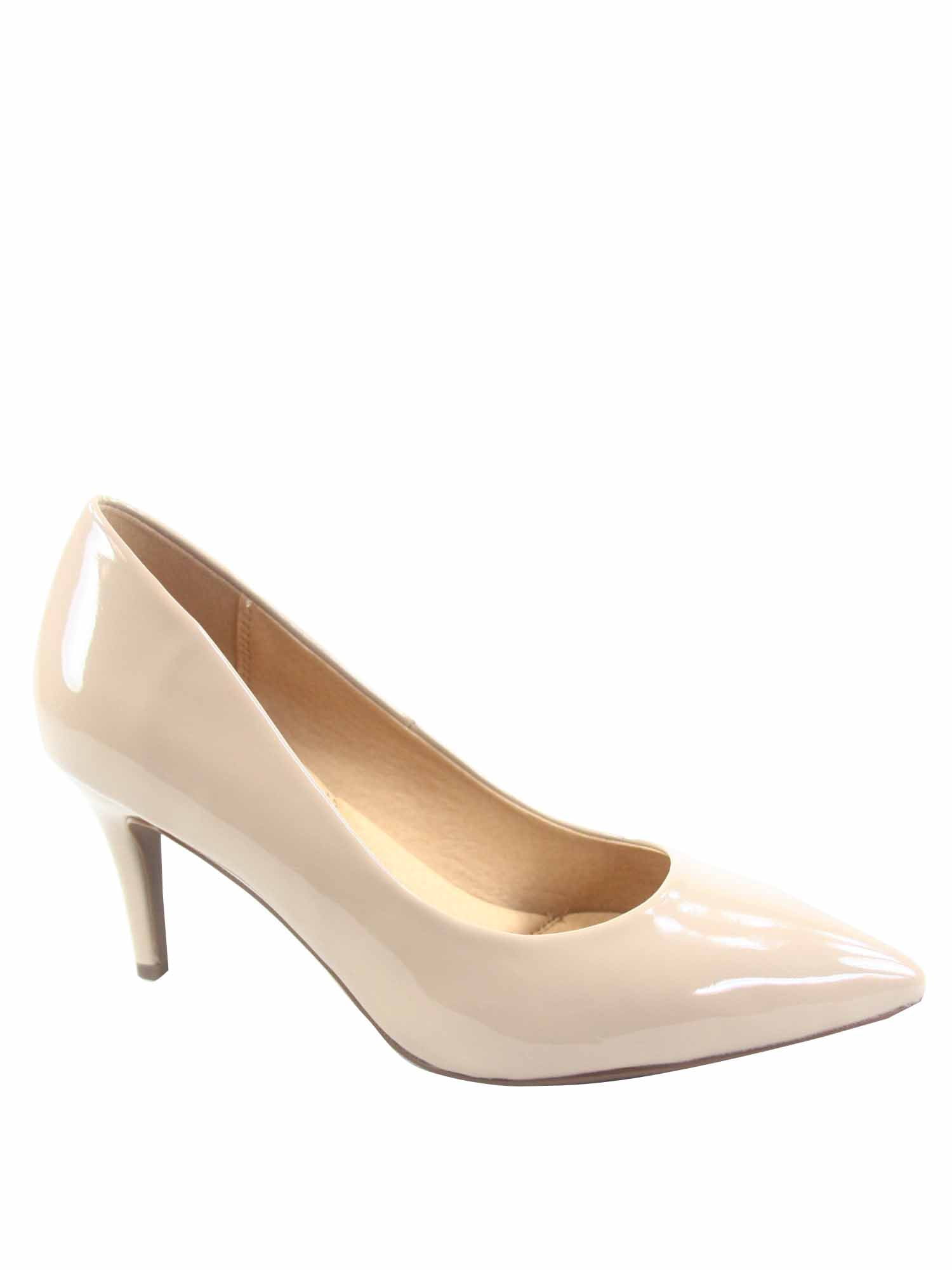 Coen-s Women's Beige Comfort Pointed Toe Low Heel Pump, Fashion Dress ...