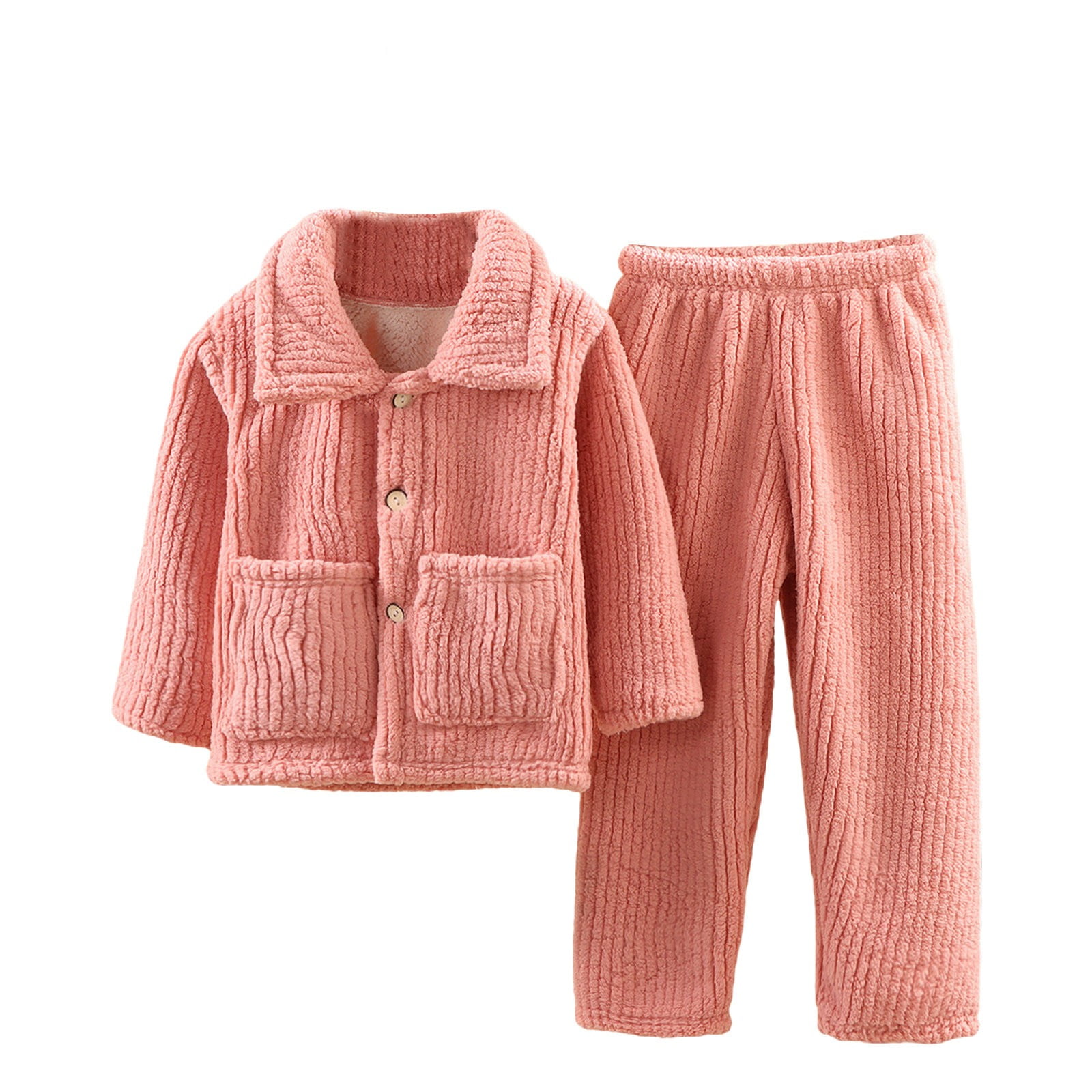 Coerni 2 Piece Boys Girls Fleece Pajamas Set Kids Toddler Winter Sleepwear Flannel Pjs Button ...
