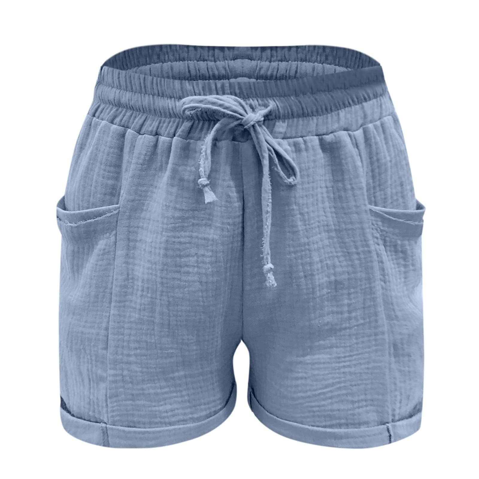 Coerni 2 Pockets Drwstring Cotton Linen Shorts for Girls Kids Youth ...