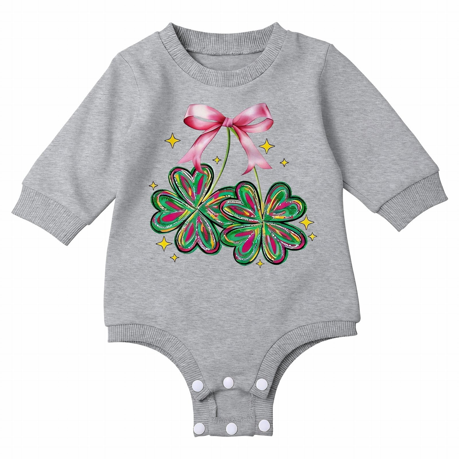 Coerni Baby Bodysuit With Bow Four Leaf Clover Easter Clothes New Born ...