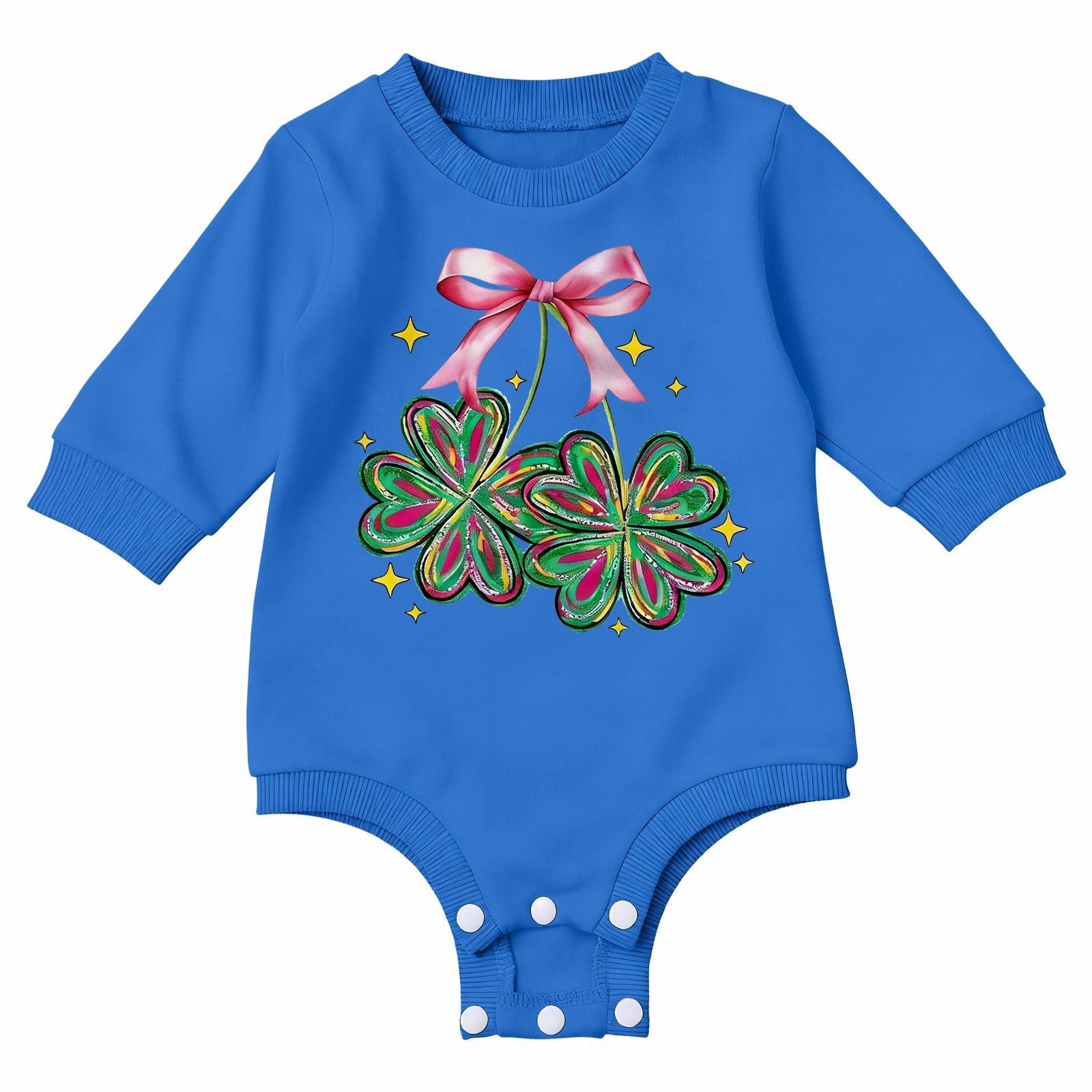 Coerni Baby Bodysuit With Bow Four Leaf Clover Easter Clothes New Born ...